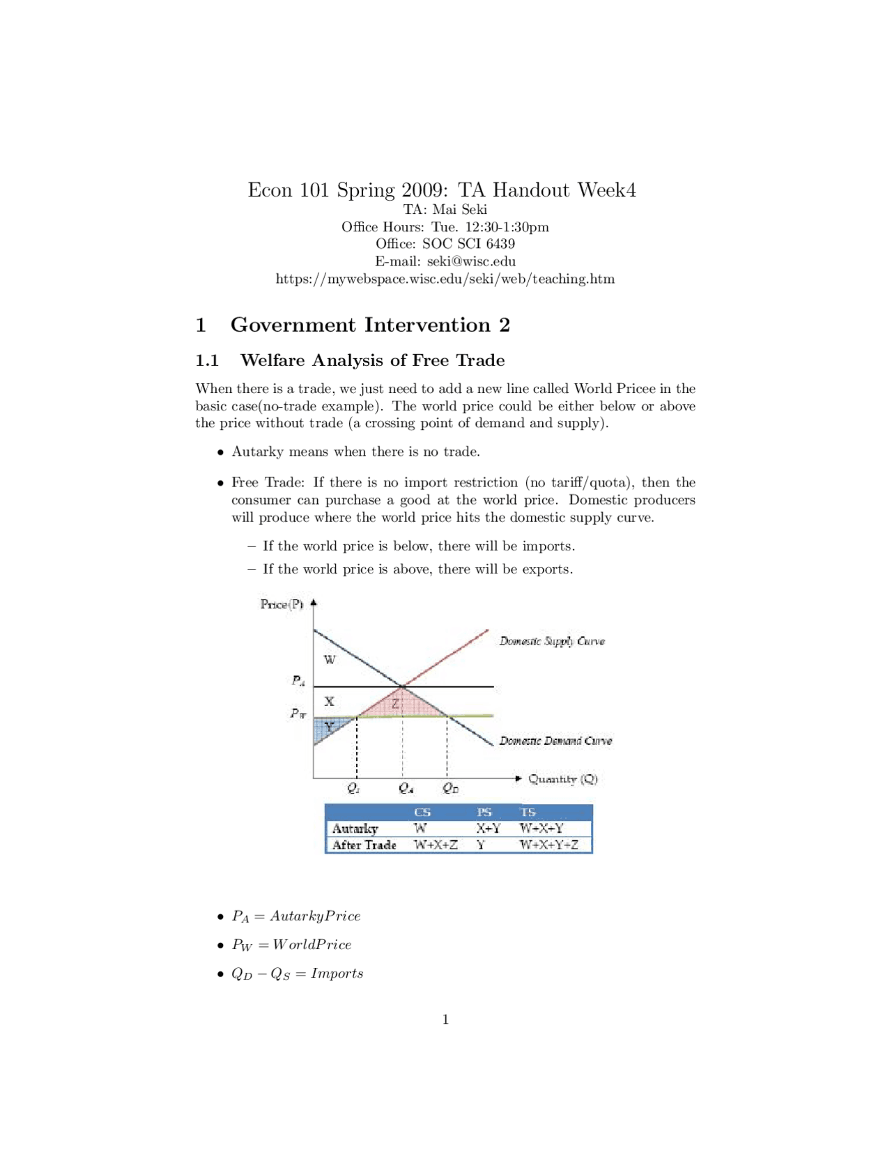 Government Intervention II, Consumer Theory - Lecture Handout | ECON ...