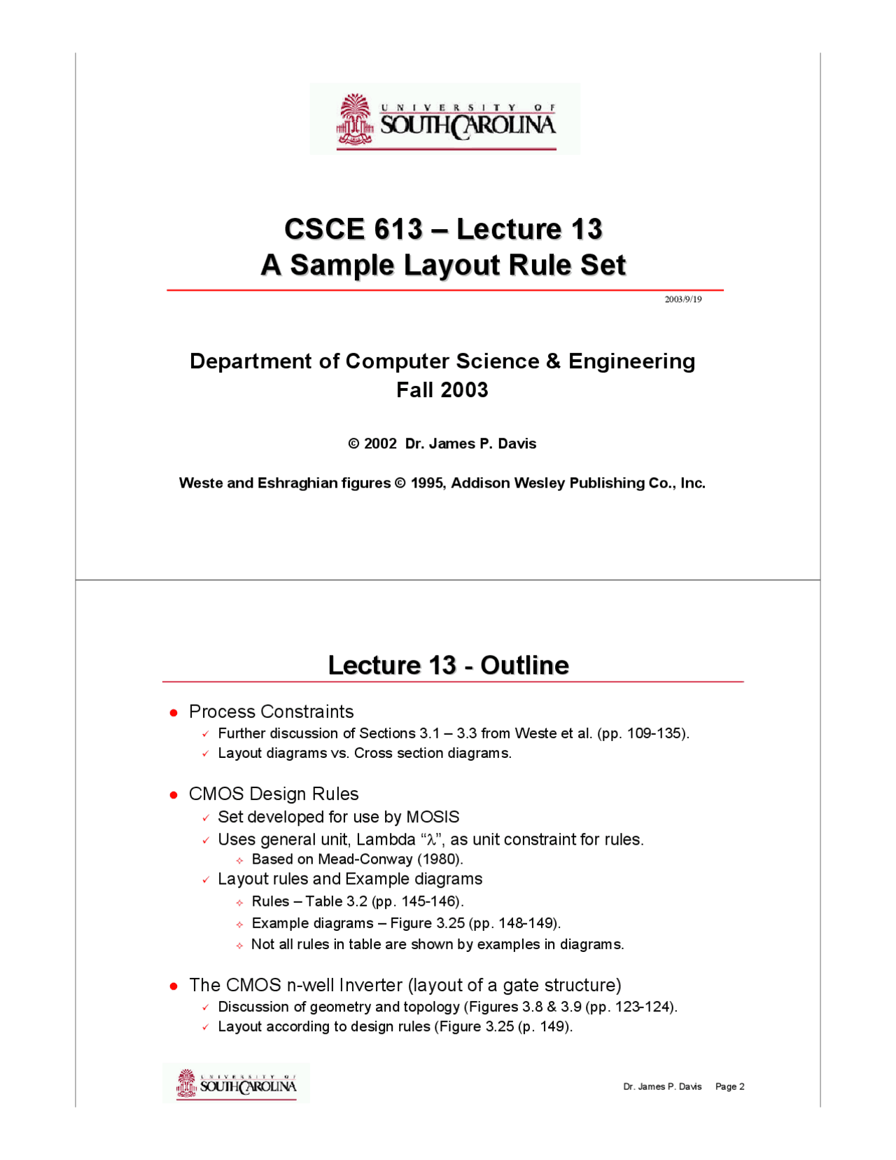 A Sample Layout Rule Set Fundamentals Of Design Vlsi Chip Design Csce 613 Docsity