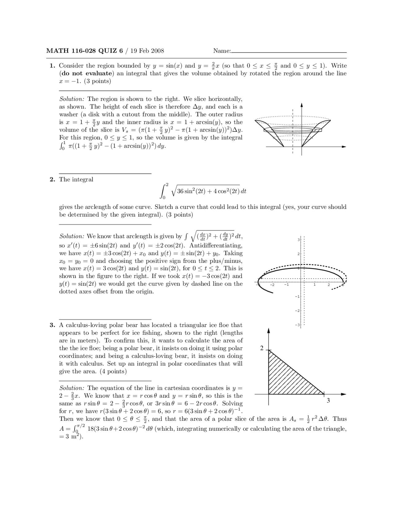 Quiz 6 With Solutions Calculus Ii Math 116 Docsity