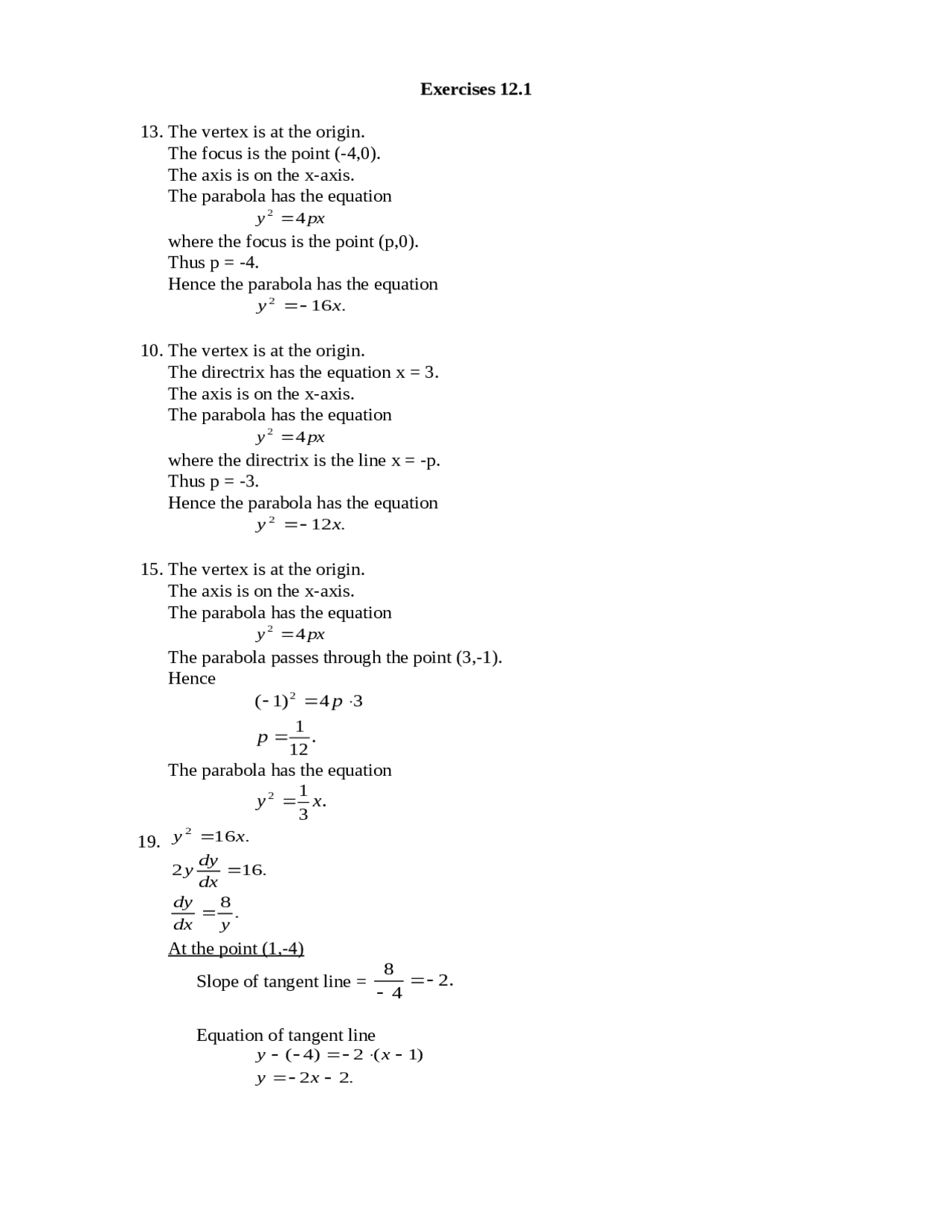 Calculus Ii Solutions For Exercise 121 Math 166 Docsity