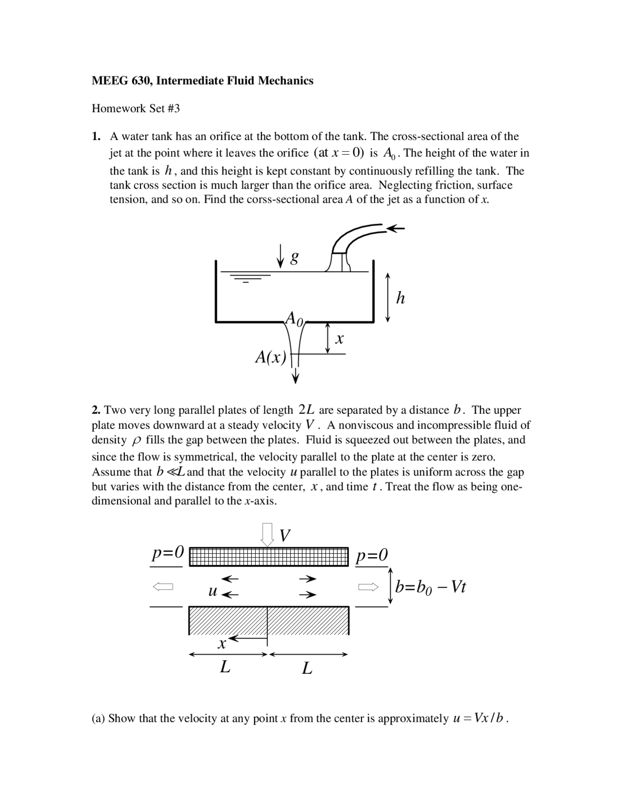 Solved Homework Set 3 - Intermediate Fluid Mechanics | MEEG 630 - Docsity