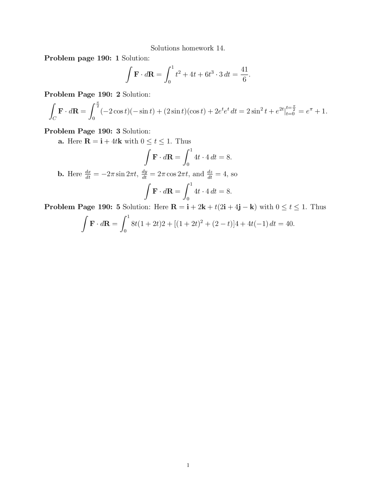 Solutions for Homework 14 - Vector Analysis | MATH 550 - Docsity