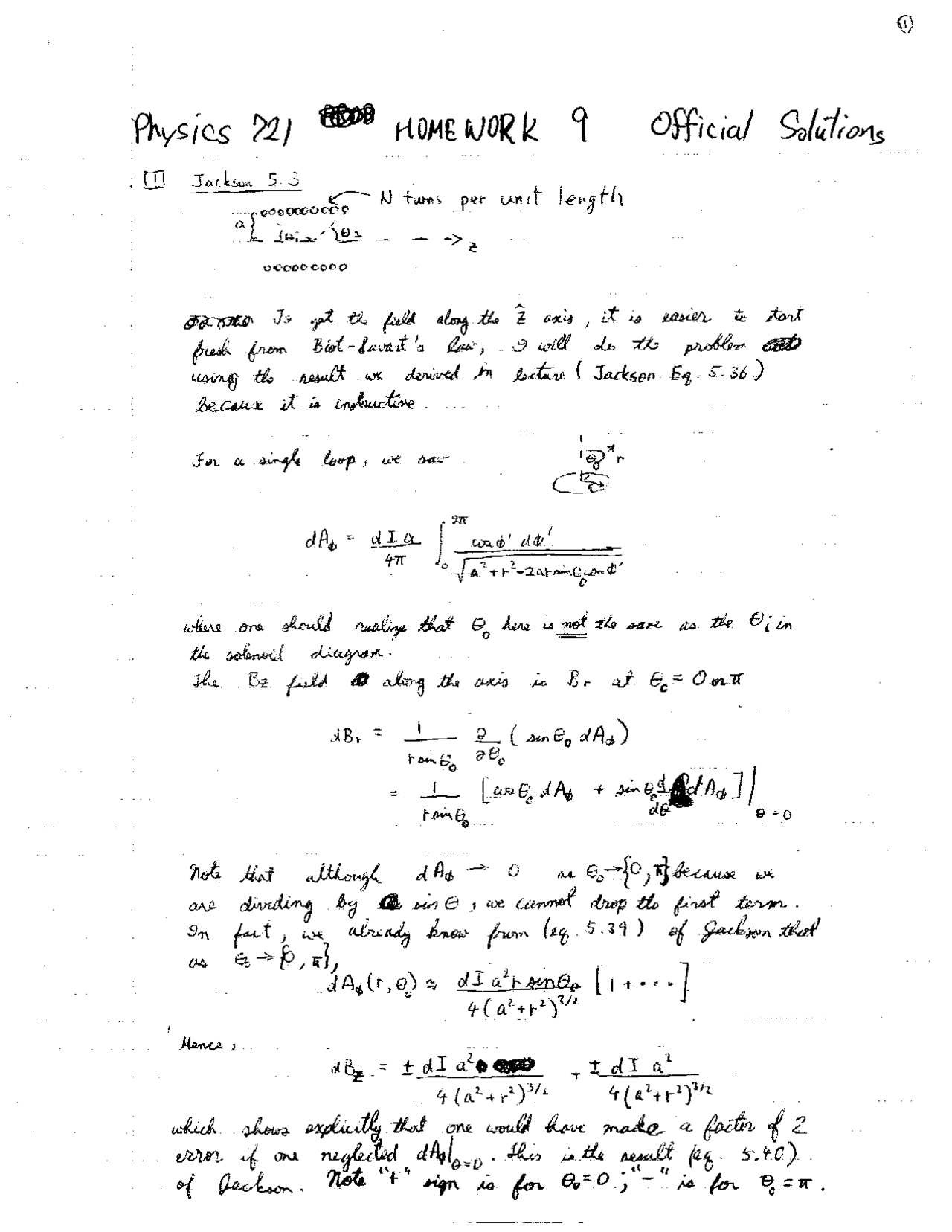 Theoretical Physics Electrodynamics Homework 9 Solutions Physics