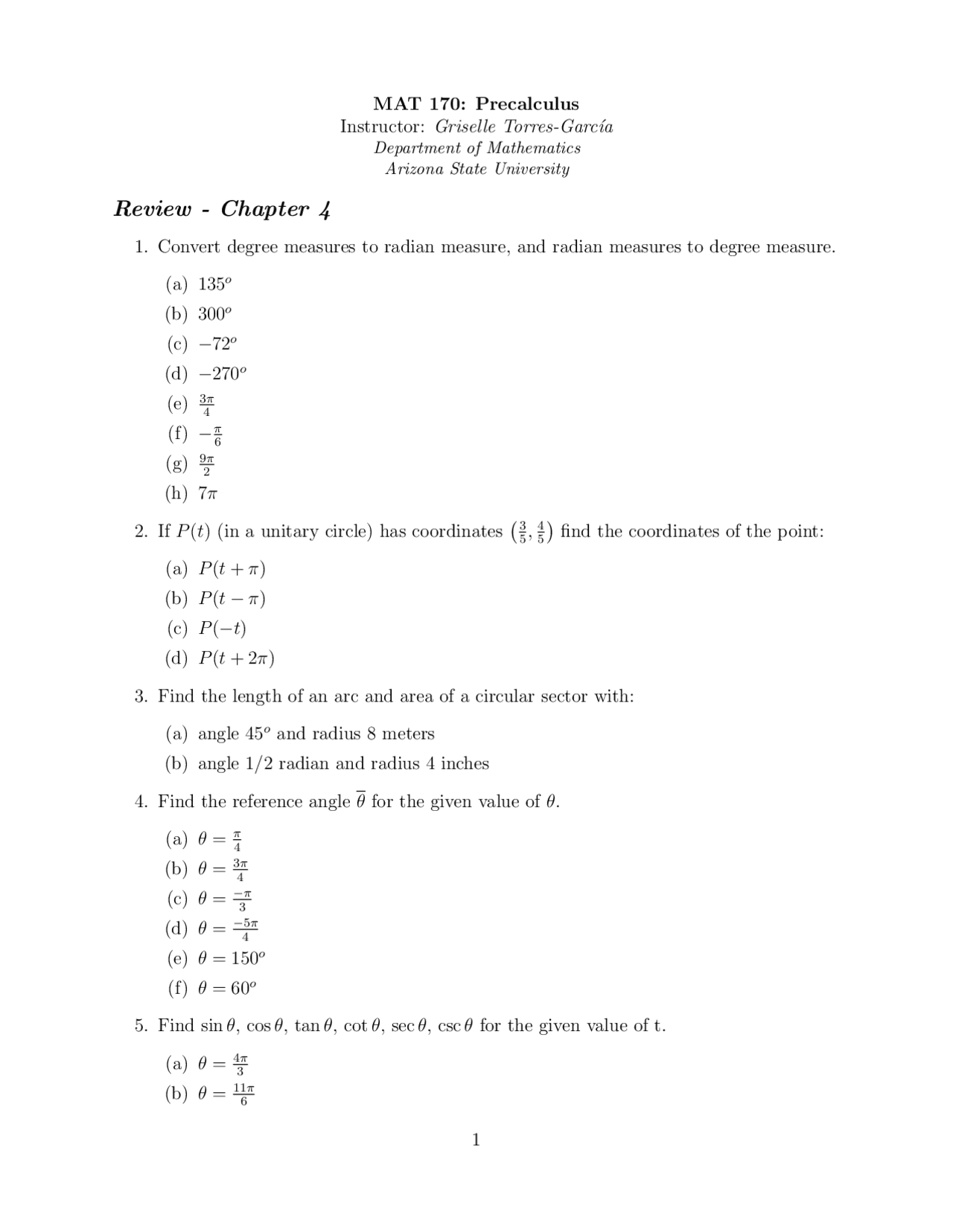 Precalculus Review: MAT 170 - Chapter 4 | Study notes Pre-Calculus ...