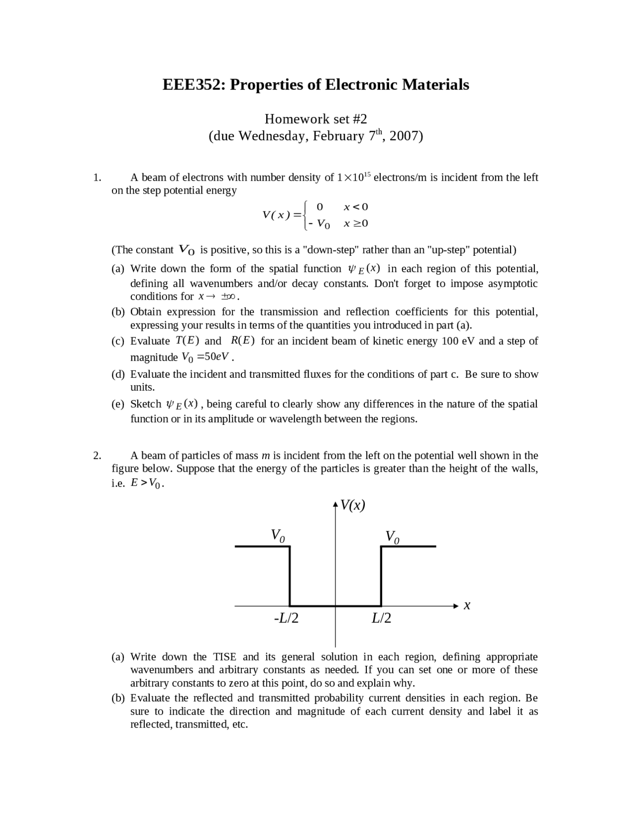 Homework 2 For Properties Of Electronic Materials Eee 352 Docsity