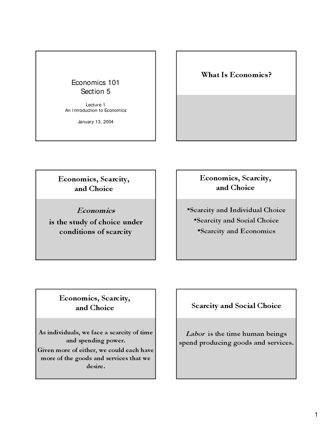 An Introduction to Economics - Lecture Slides | ECON 101 - Docsity