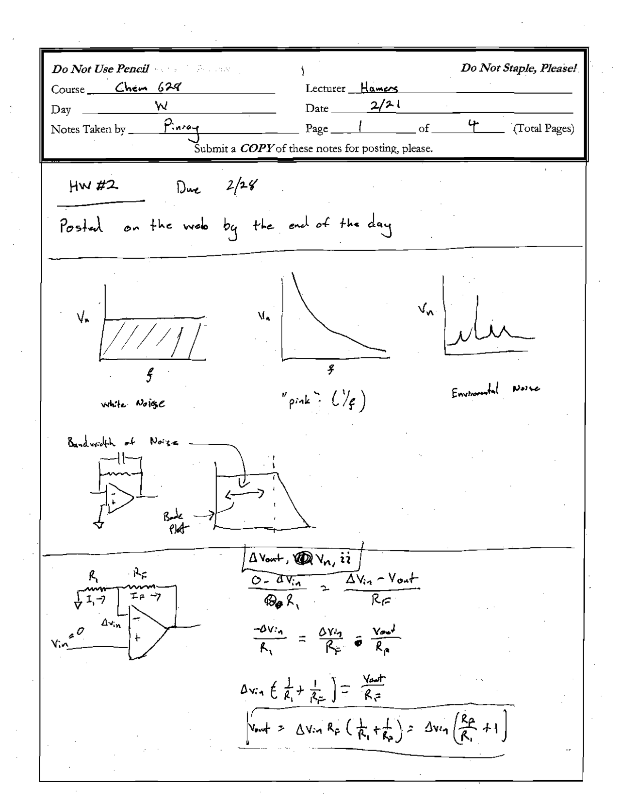 Homework 2 With Solutions For Chemical Instrumentation Chem 628 Docsity