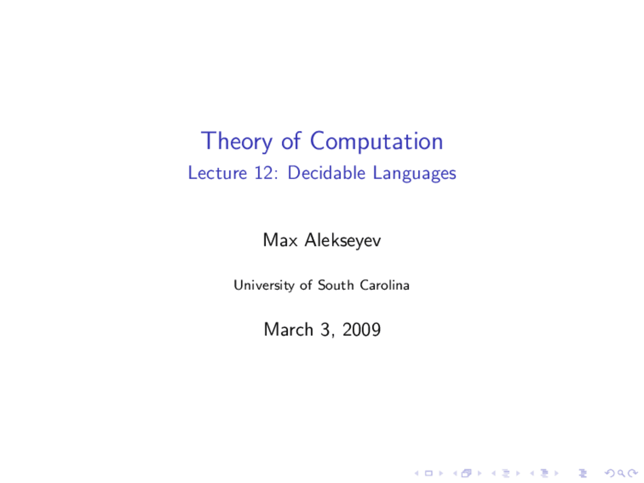 Lecture Slides on Decidable Languages | CSCE 551 - Docsity