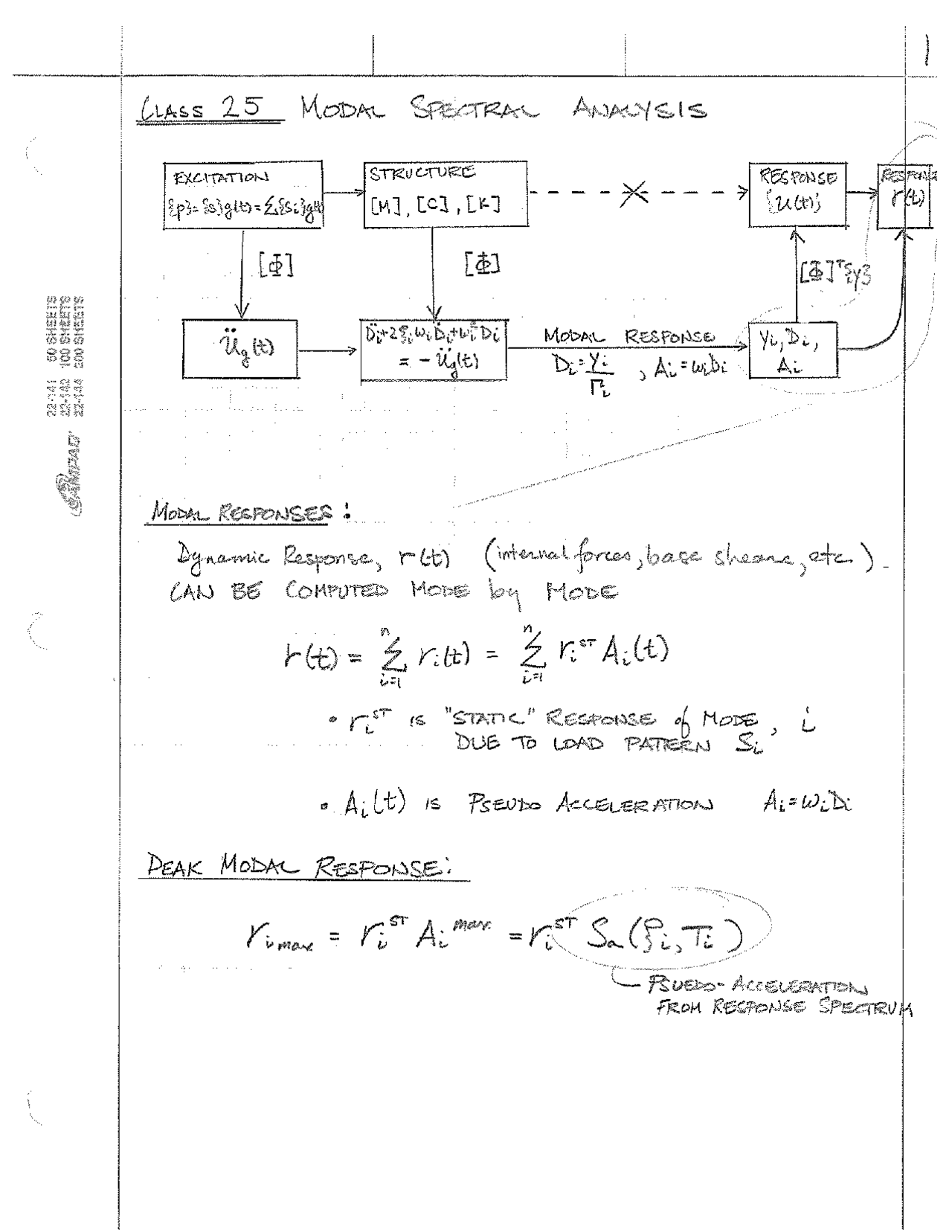 Handwritten Notes on Modal Spectral Analysis | CEE 511 - Docsity