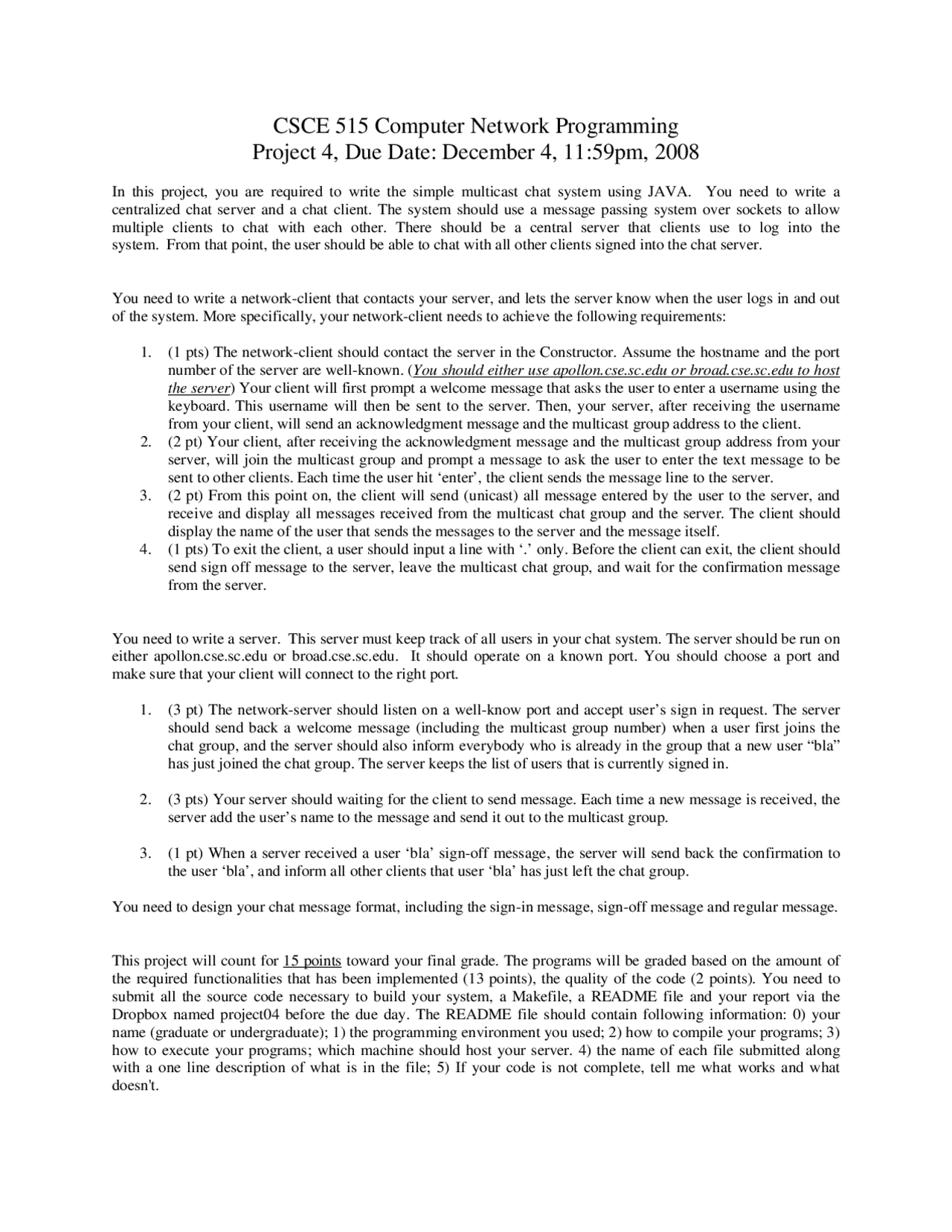 Simple Multicast Chat System Using Java - Project 4 | CSCE 515 | Study Guides, Projects ...