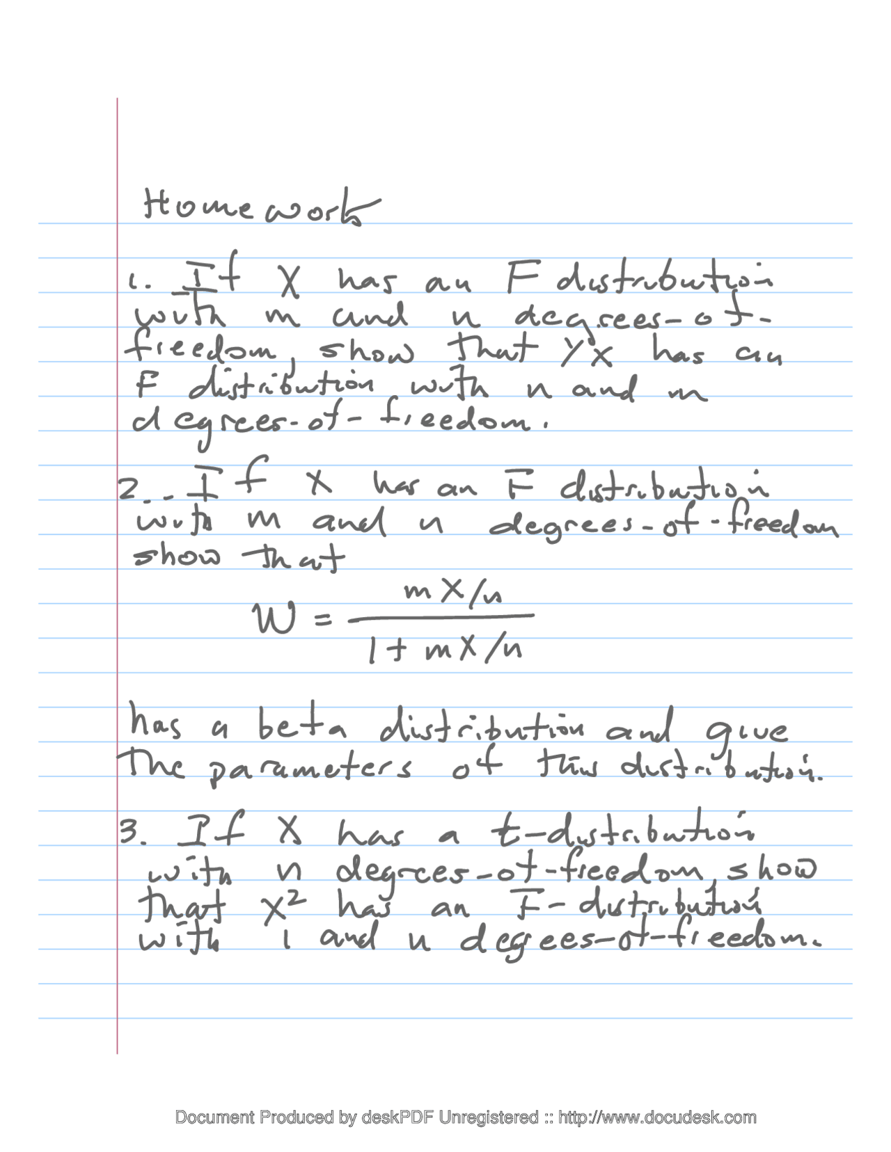 Homework 2 Problems With Solutions Mathematical Statistics Stp 427