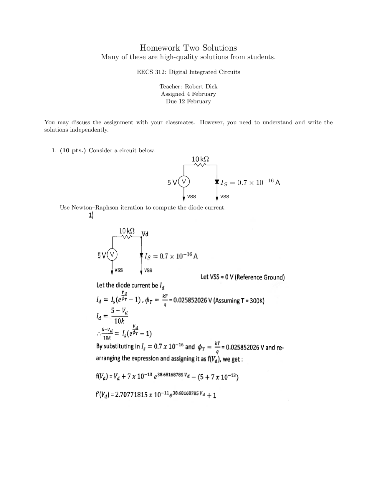 Homework 2 With Solution For Digital Integrated Circuits Eecs 312