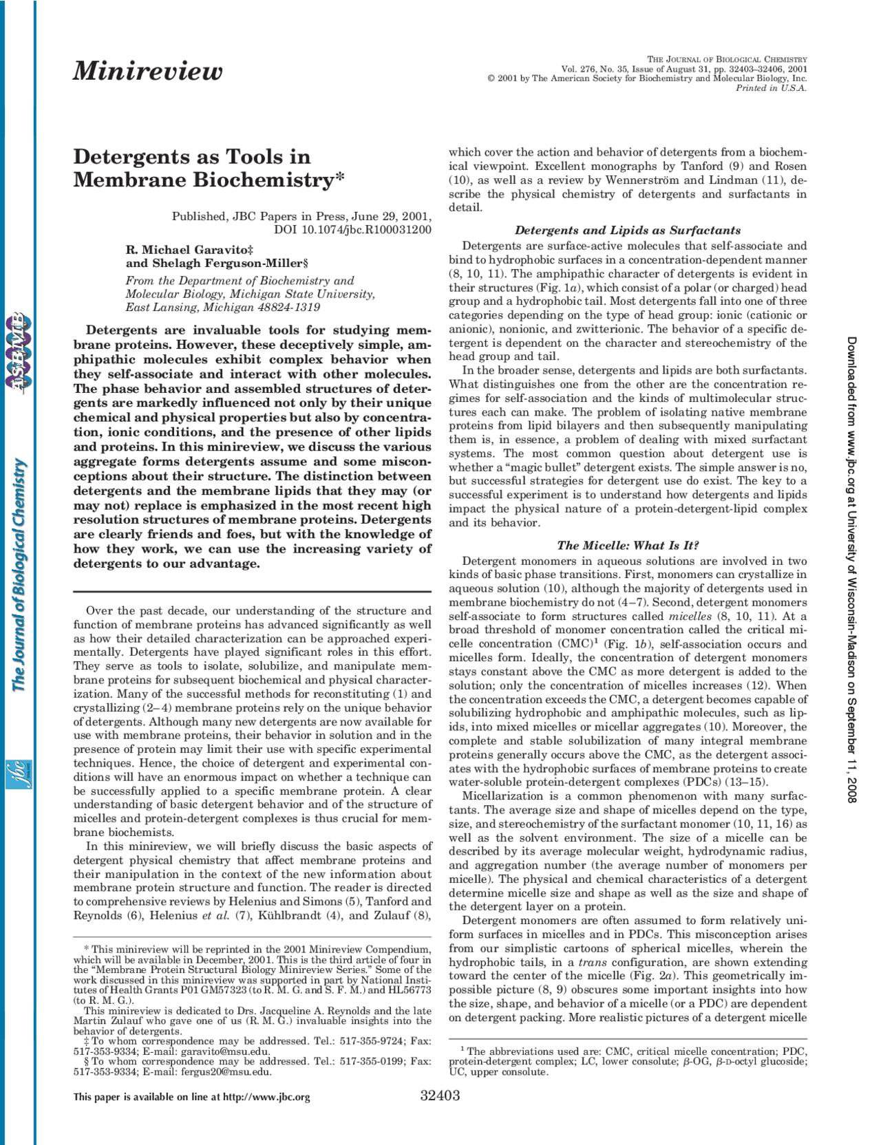 Detergents Membrane Biochemistry Methods In Biochemistry Biochem