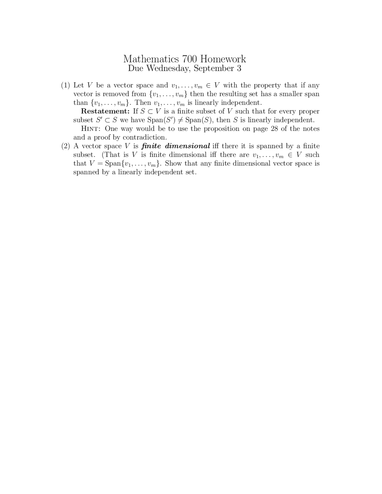 2 Practice Questions On Linear Algebra Assignment 3 Math 700 Docsity