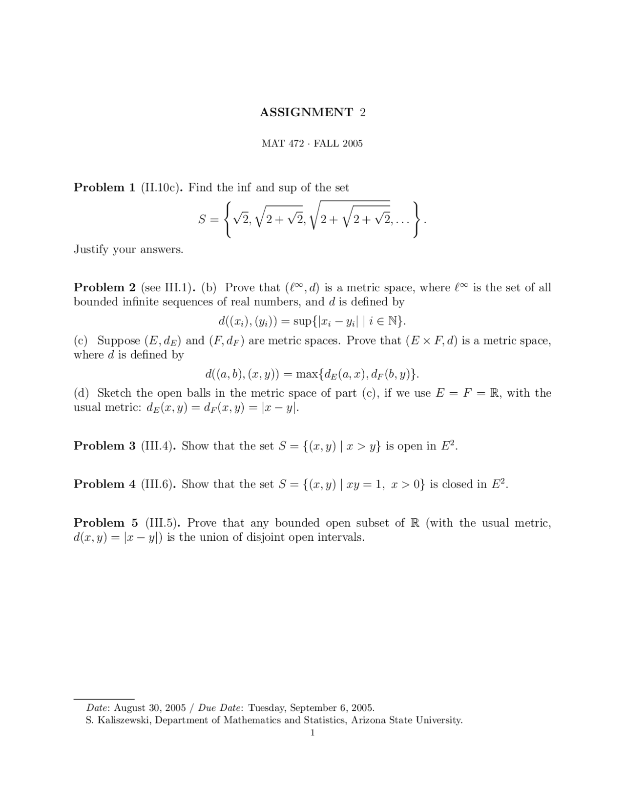 5 Problems On Intermediate Real Analysis I Assignment 2 Mat 472