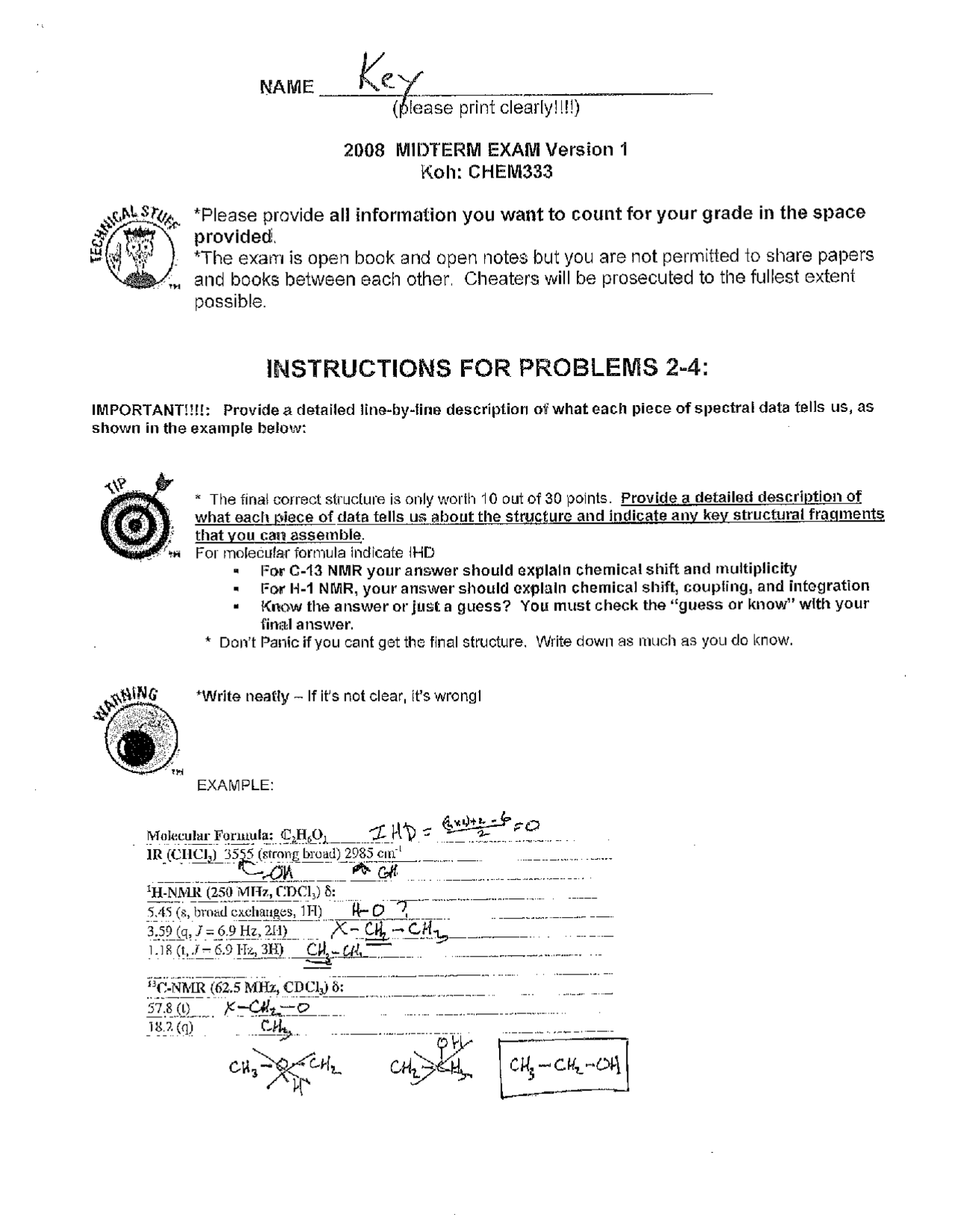 Resolution Of Midterm Exam 1 Organic Chemistry Majors Laboratory I