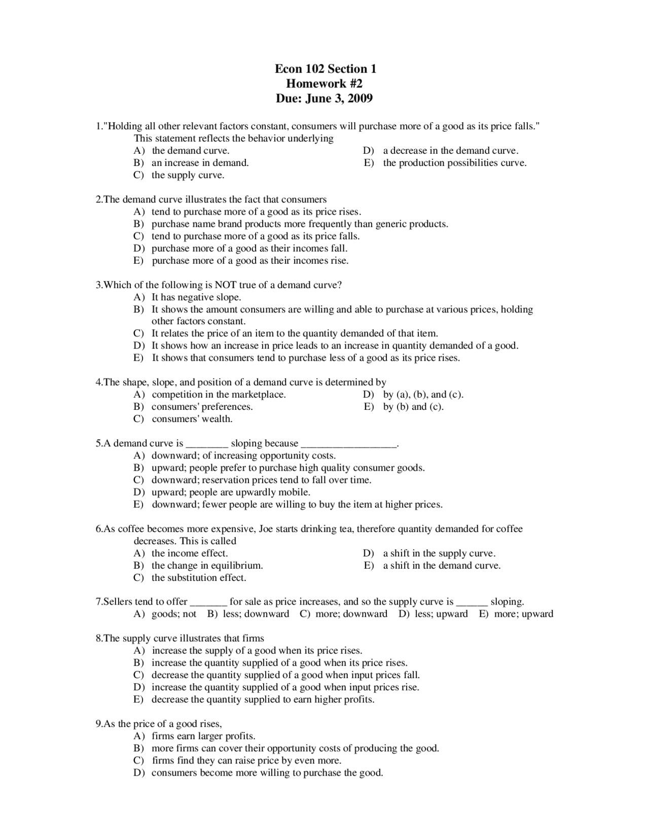 43 Questions In Assignment 2 Principles Of Macroeconomics Econ 102