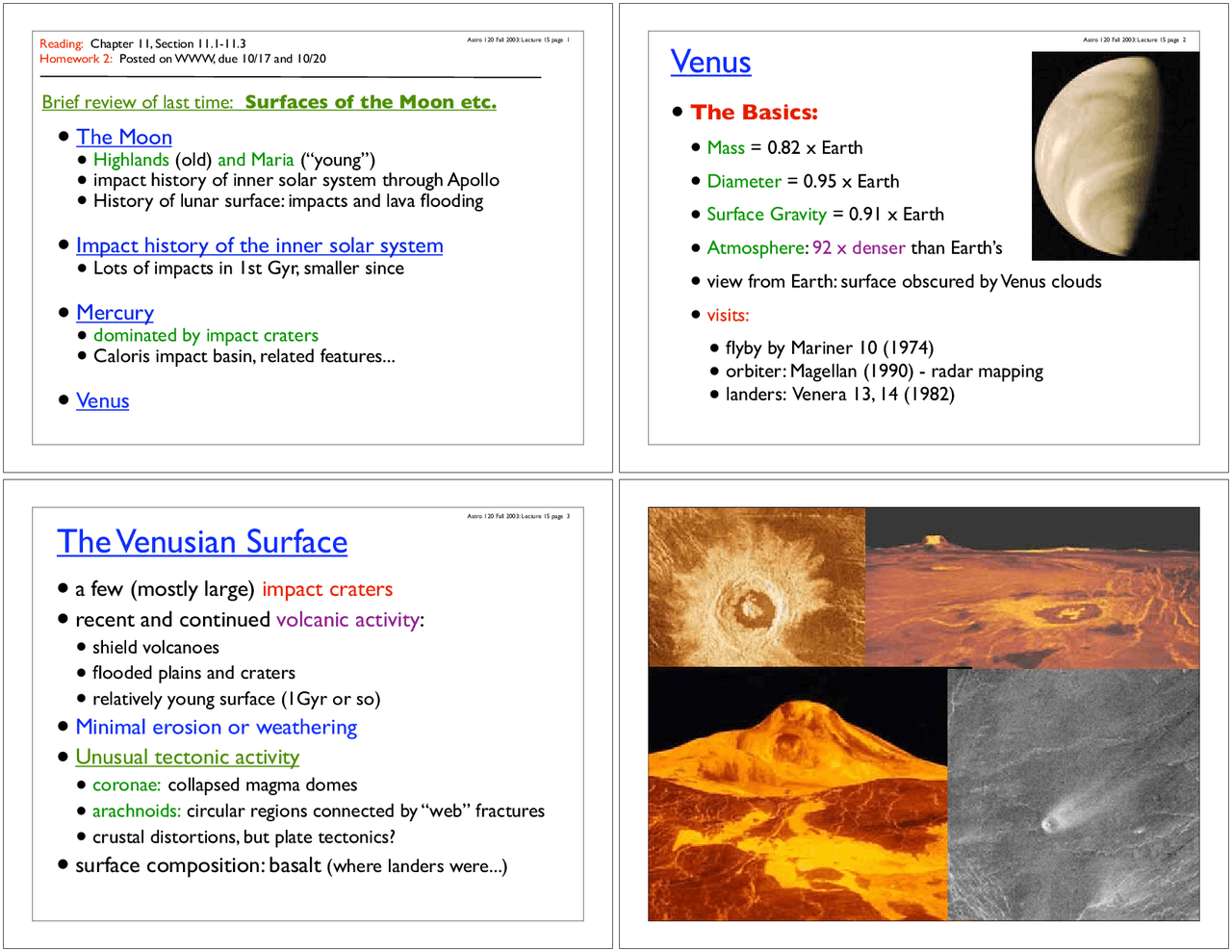 Venus Lecture Slides Sky And Solar System Astro 120 Docsity