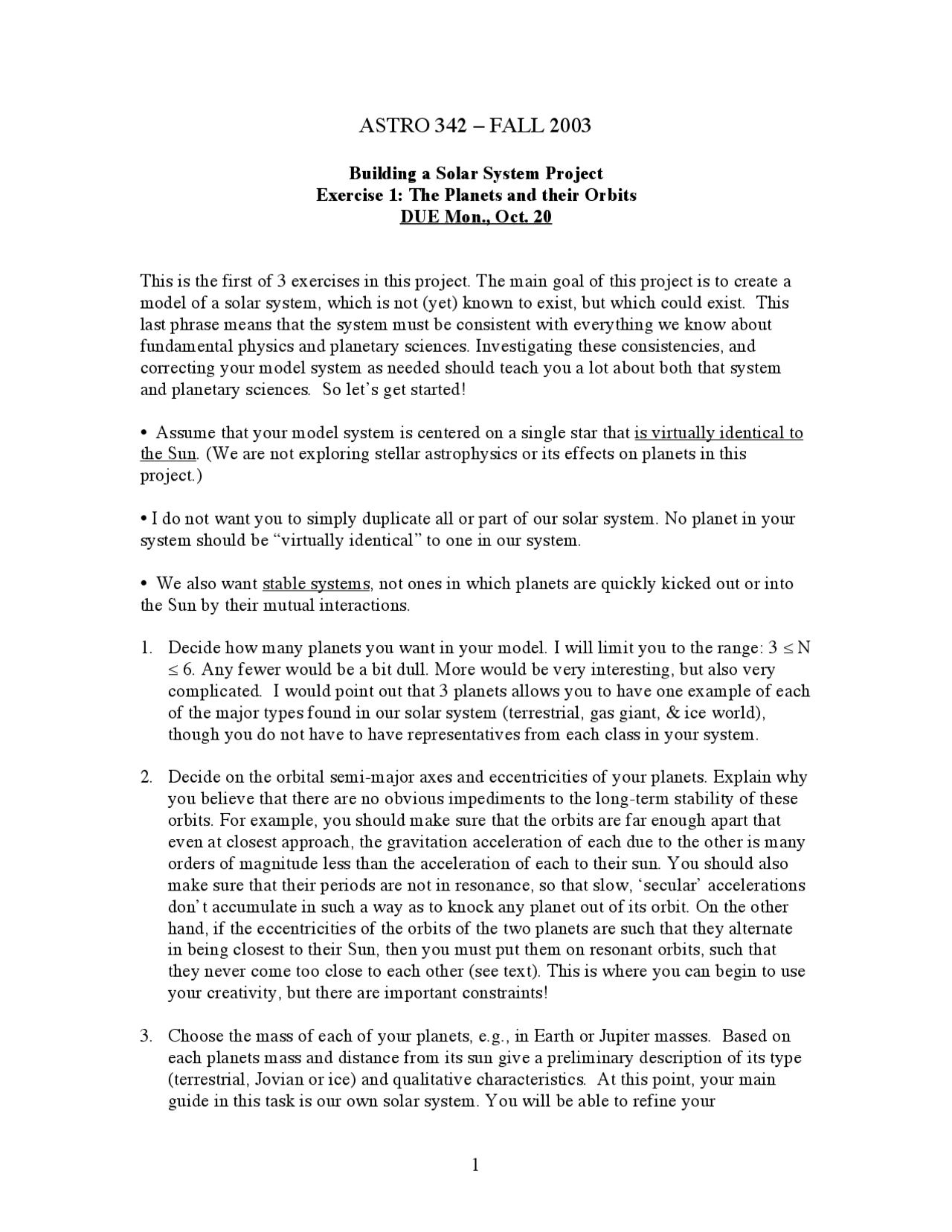 Planets And Their Orbits Lecture Notes Astro 342 Docsity