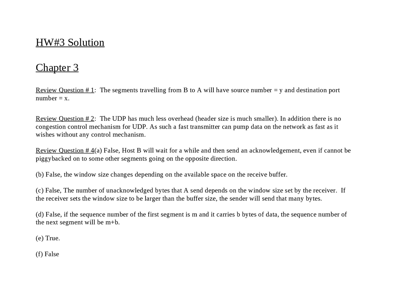 5 Questions On Computer Networks Assignment 3 Cse 434 Docsity