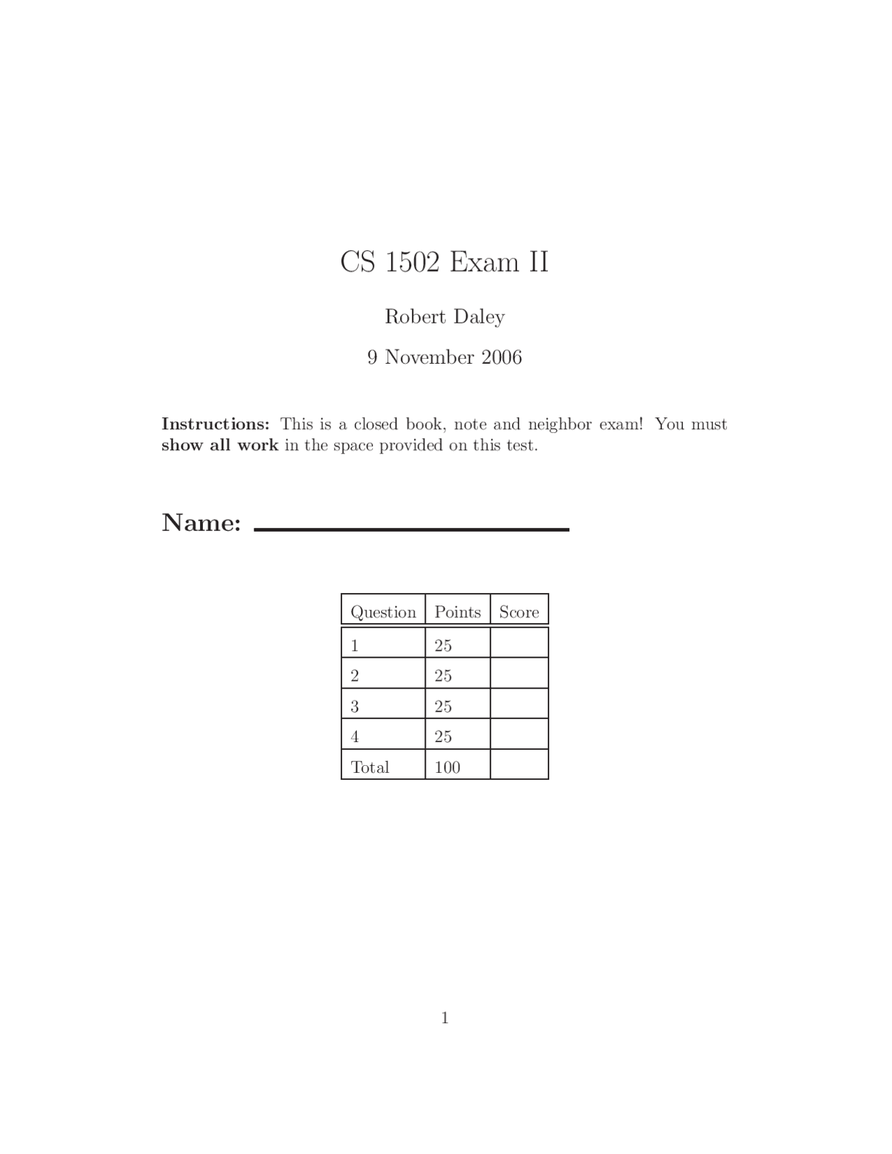 Practice Exam 2 - Formal Methods in Computer Science | CS 1502 - Docsity