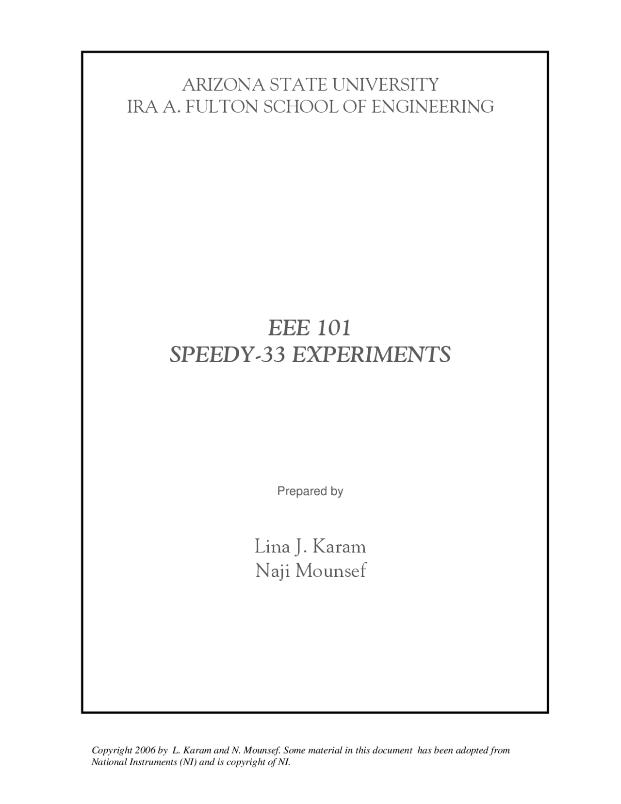 Speedy And Experiments Introduction To Engineering Design Eee 101