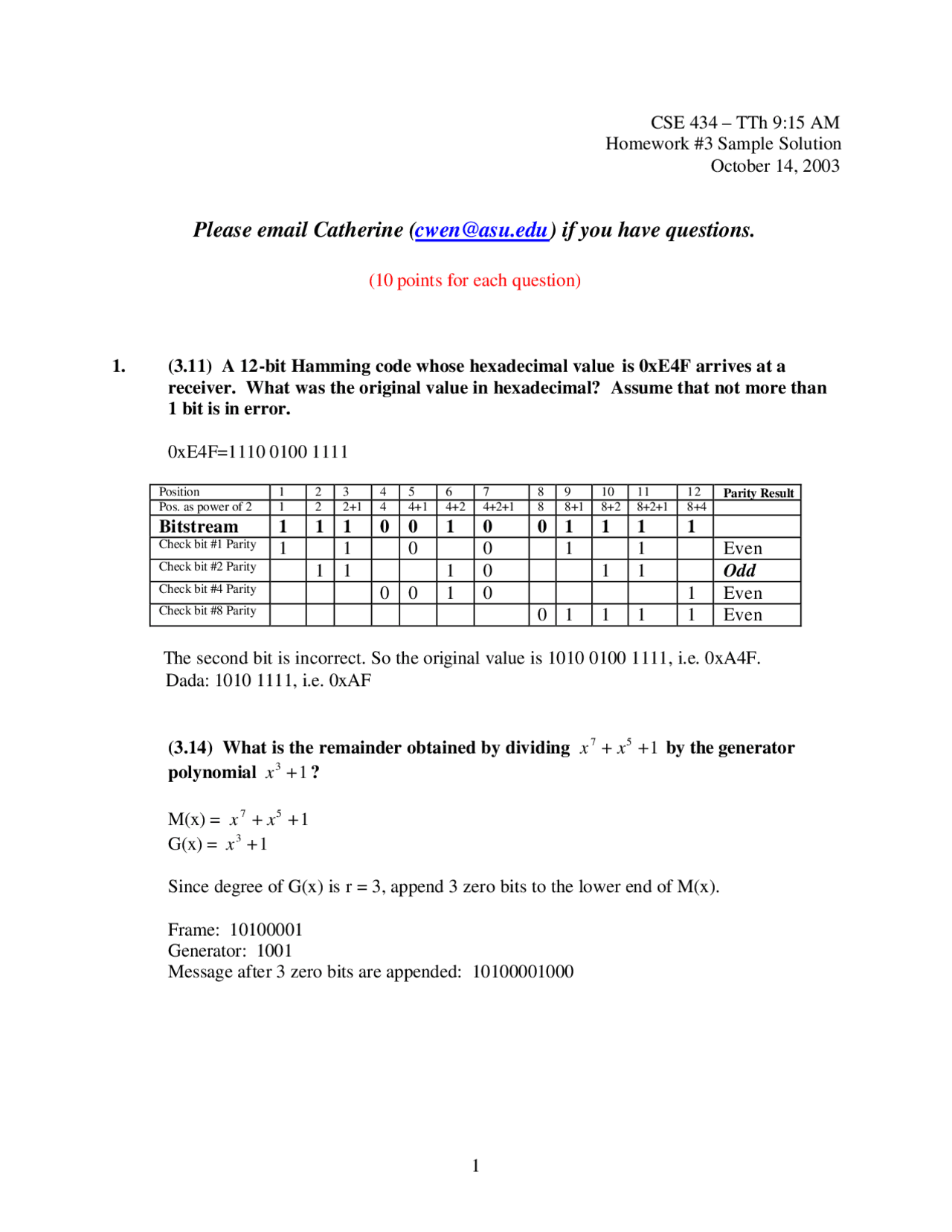 Homework 3 Sample Solutions Computer Networks Cse 434 Assignments Computer Systems