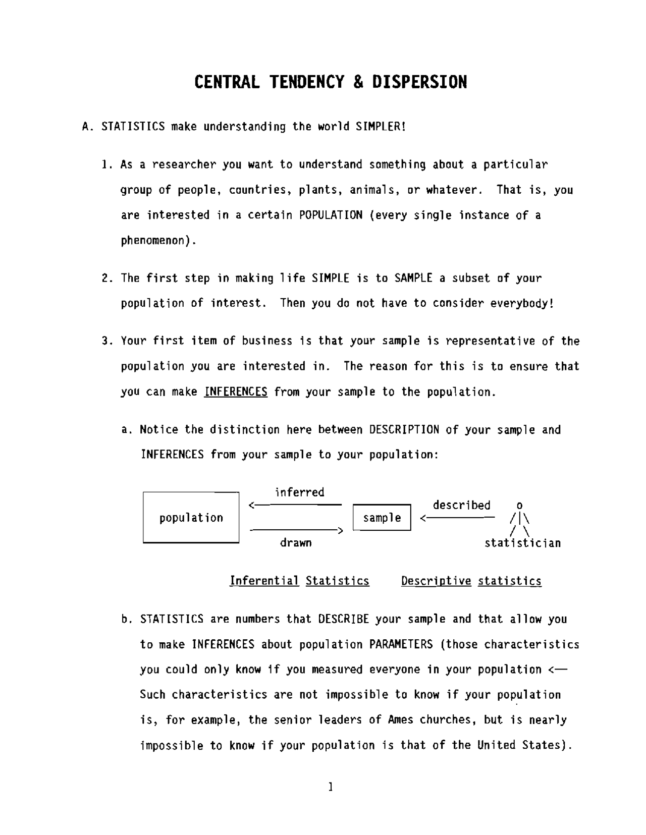 Central Tendency and Dispersion - Lecture Notes | STAT 401 - Docsity