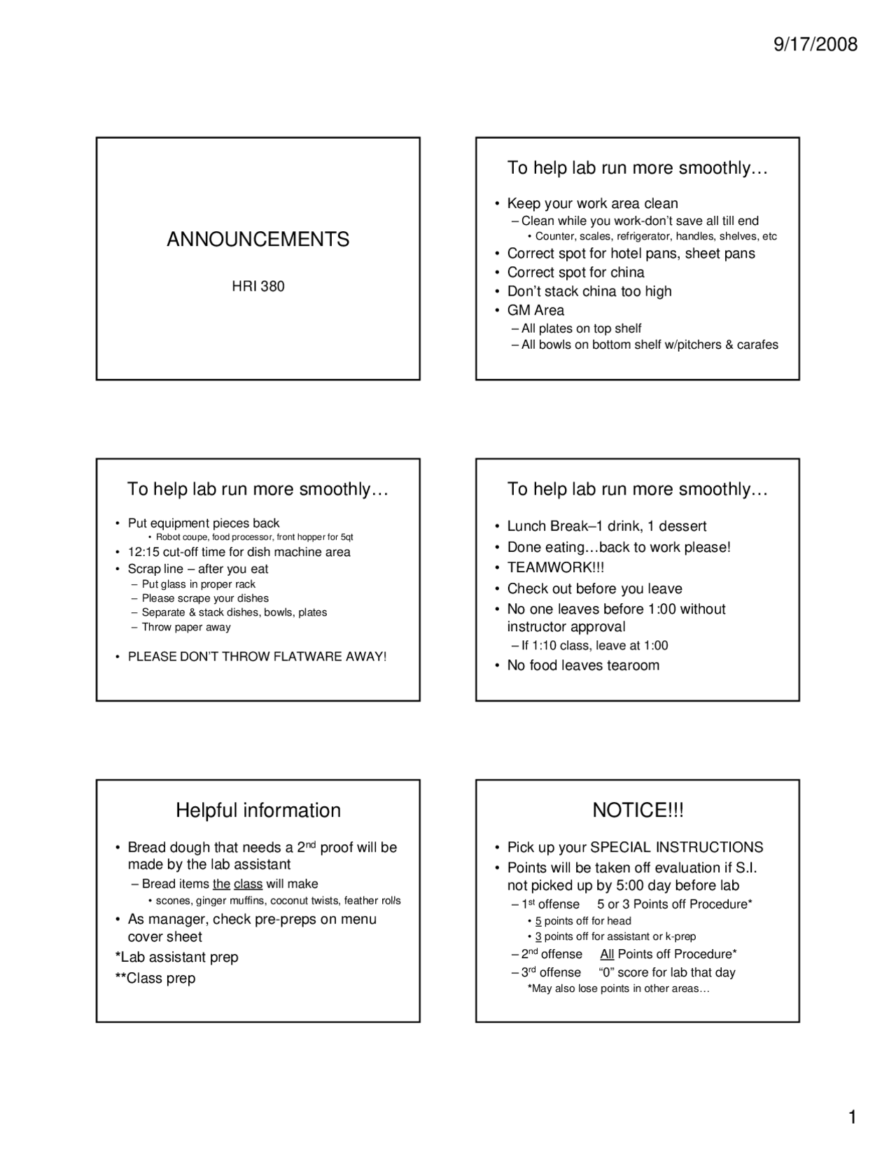 To Help Lab Run More Smoothly Lecture Slides Hri 380 Docsity