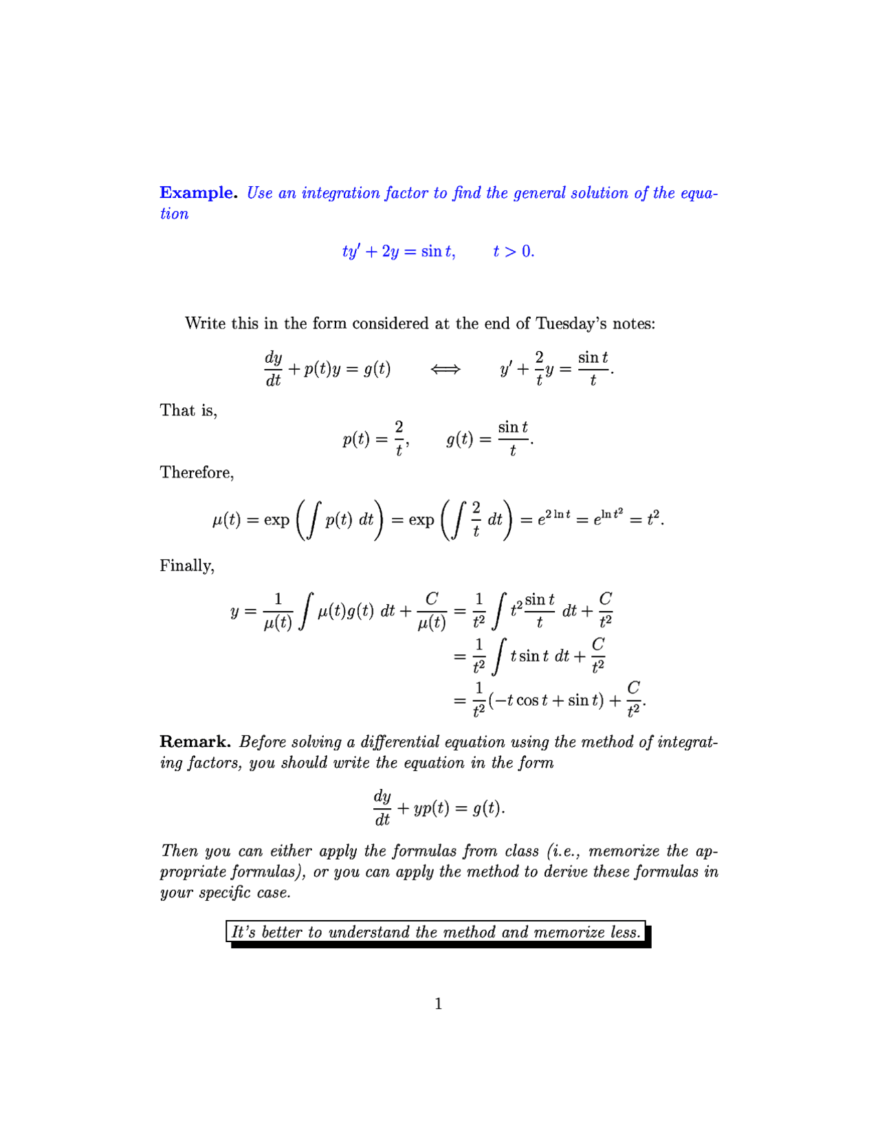 Solved Examples Differential Equations And Transforms Math 267 Docsity