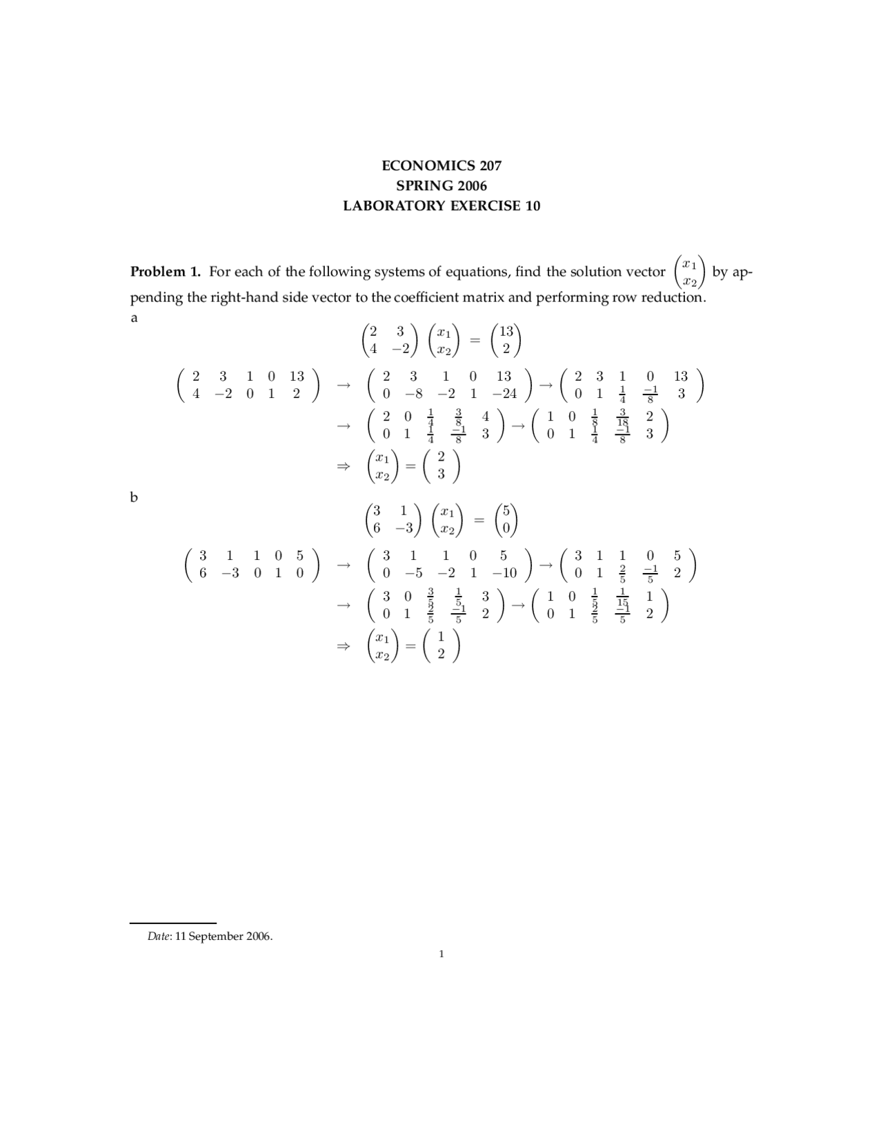 Lab 10 Problems For Applied Economics Optimization Econ 207 Docsity