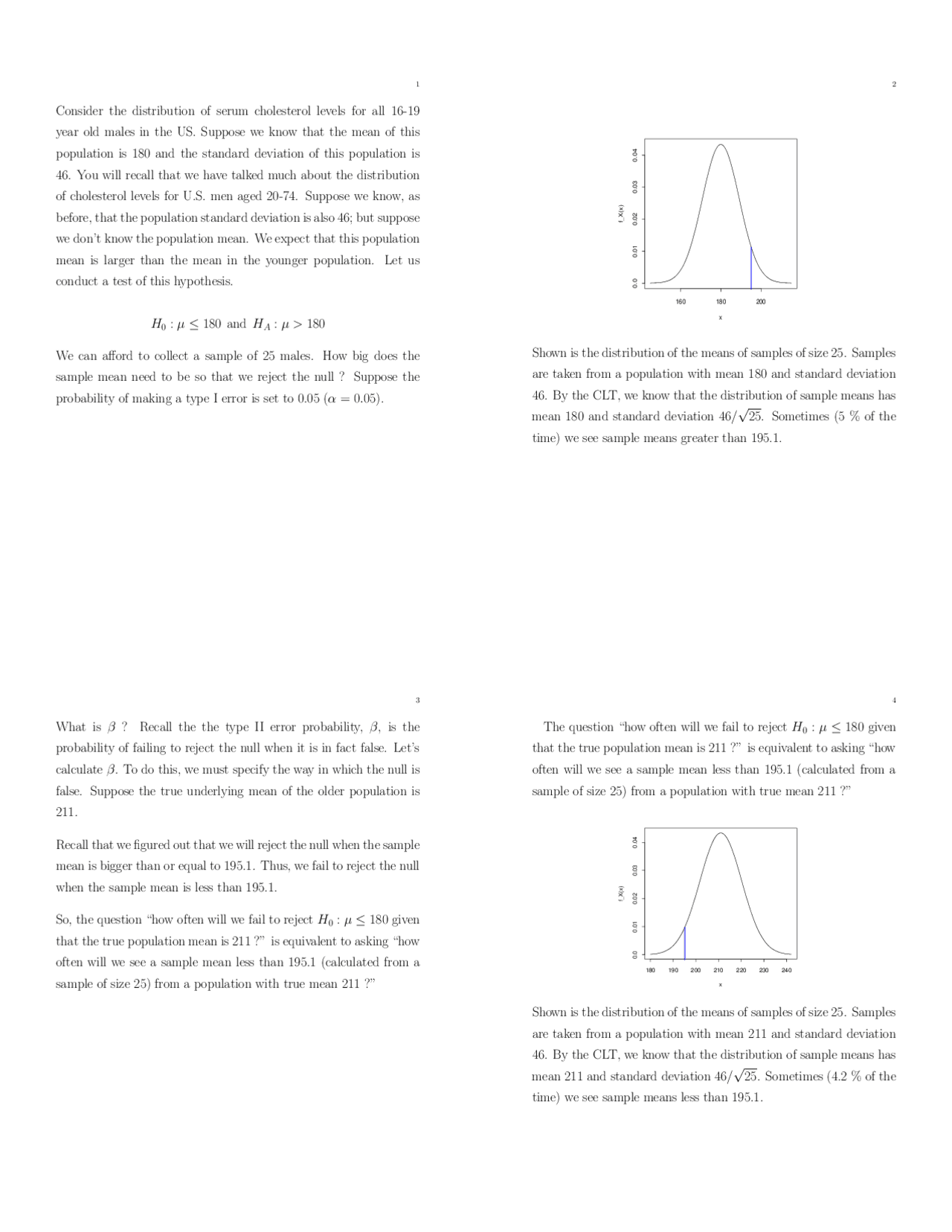 Type II Error - Introduction to Biostatistics | STAT 541 - Docsity