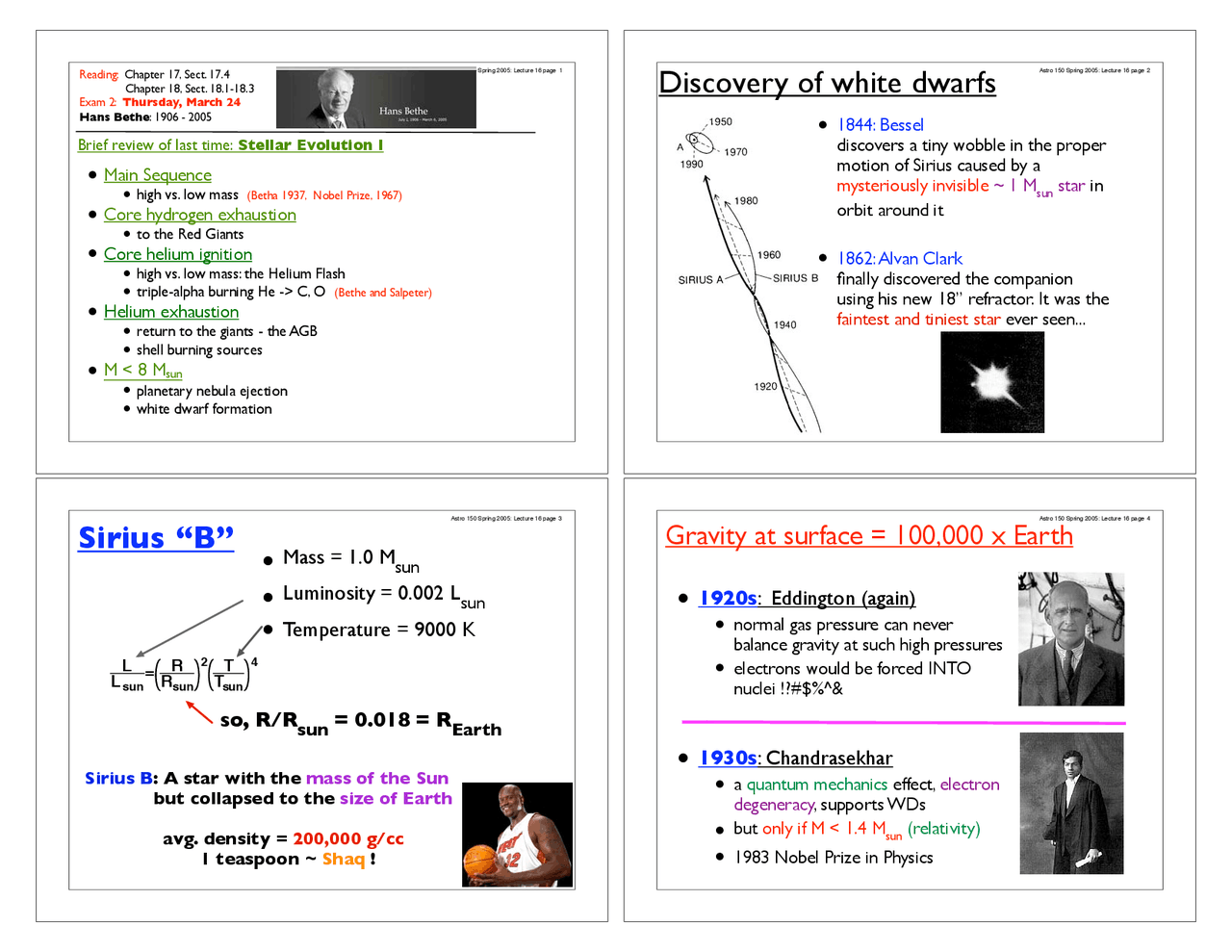 Discovery of Whites Dwarfs – Lecture Slides | ASTRO 150 - Docsity