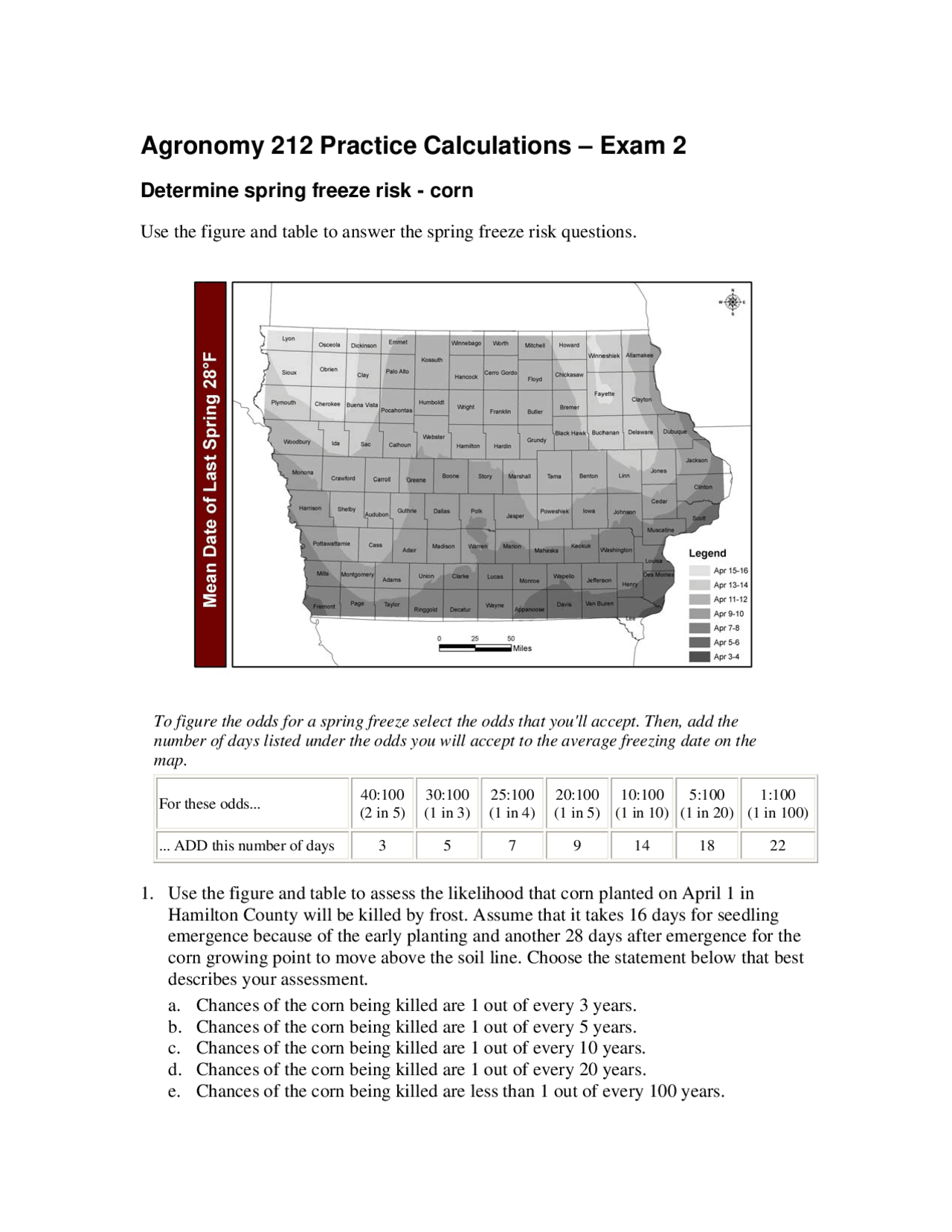 Practice Calculation Exam 2 With Answers Key Agron 212 Docsity