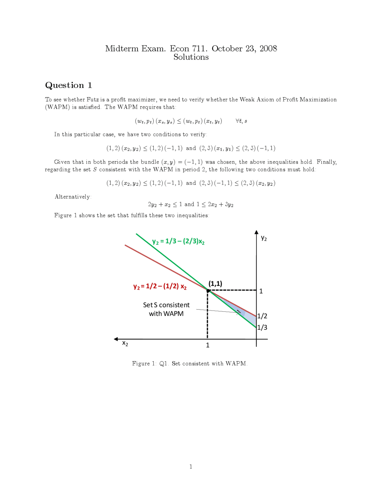 Midterm Exam With Solutions Microeconomics Theory Sequence Econ 711