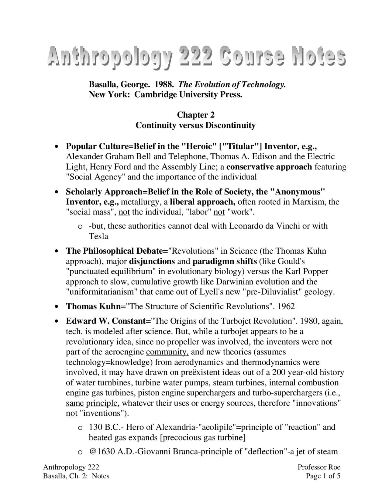 Continuity Versus Discontinuity Of Technology Culture Lecture Notes