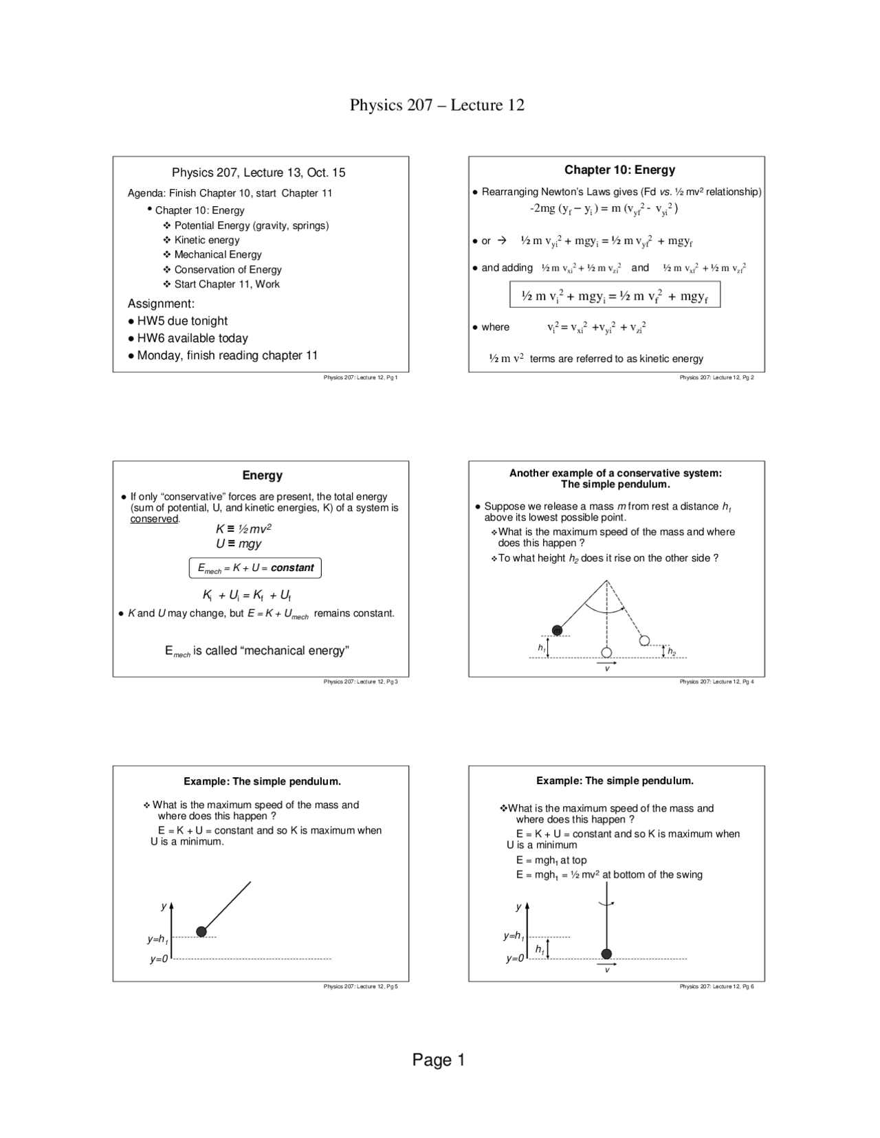 Lecture Slides For Energy General Physics Physics 207 Docsity