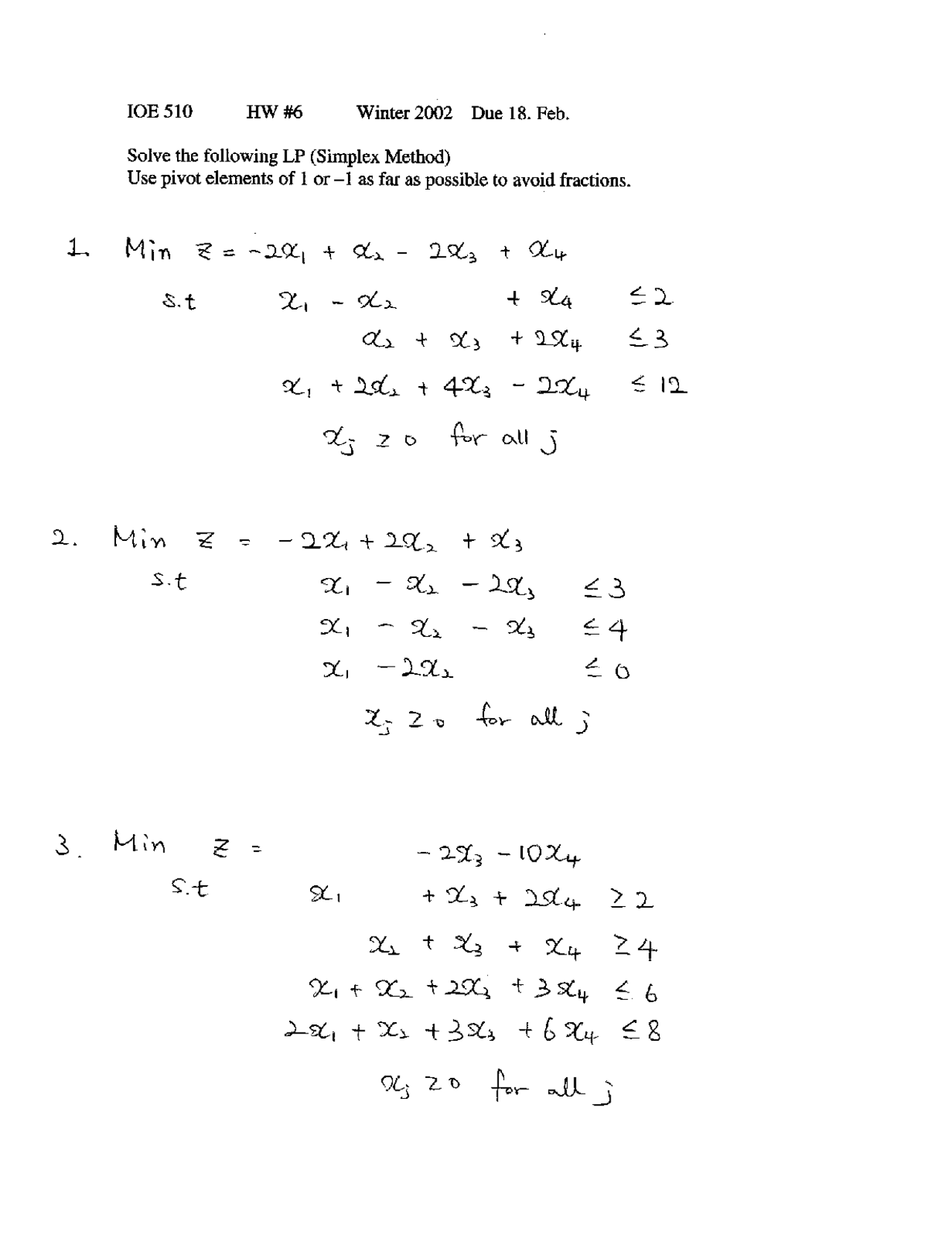 Assignment 6 With Solution For Linear Pro I Ioe 510 Docsity