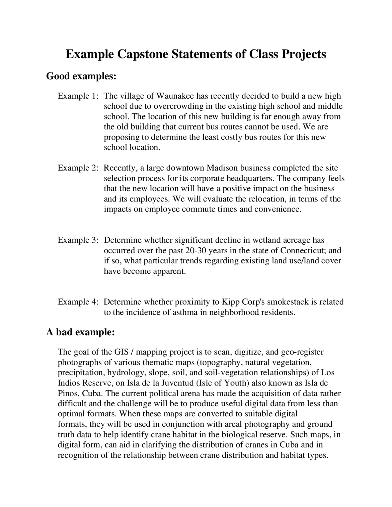 Example Capstone Statements of Class Projects | GEOG 578 - Docsity