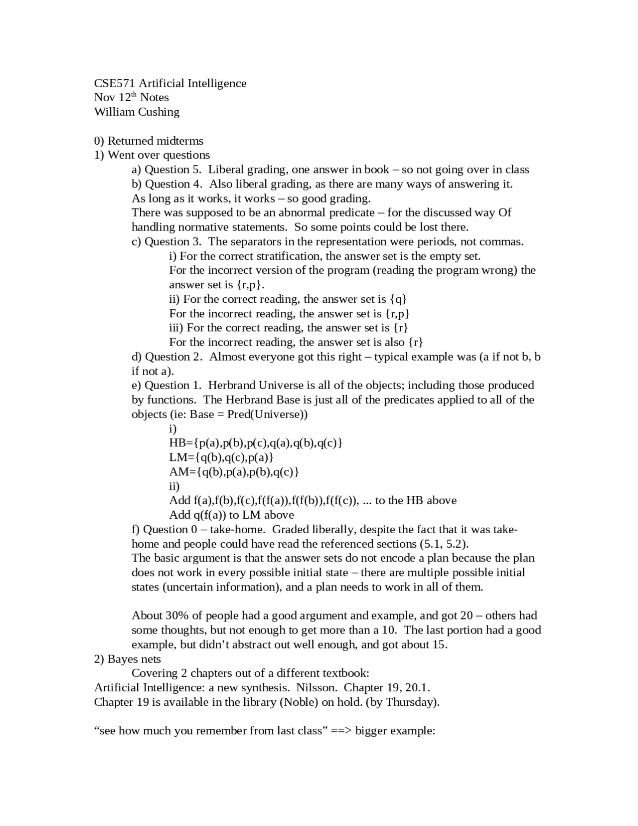 Returned Midterms Artificial Intelligence Cse 571 Docsity 