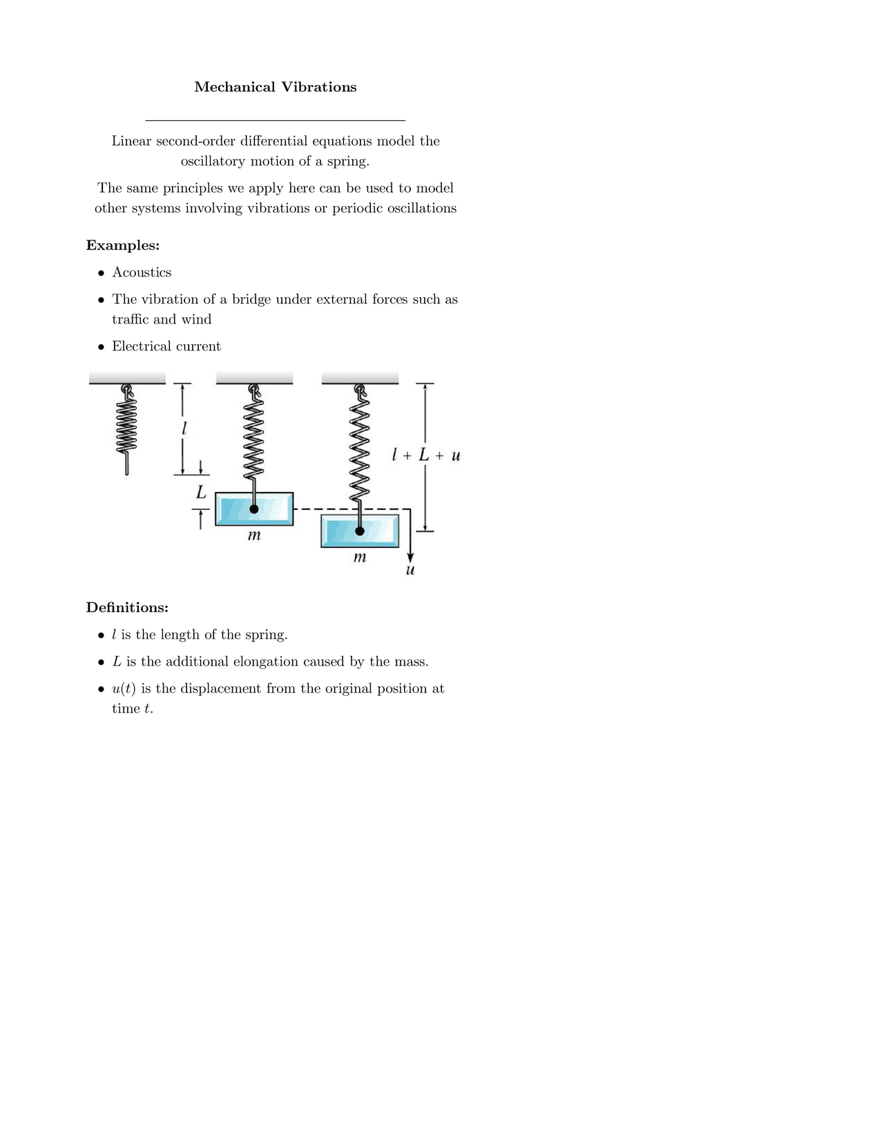 Mechanical Vibrations - Lecture Notes | MATH 267 - Docsity