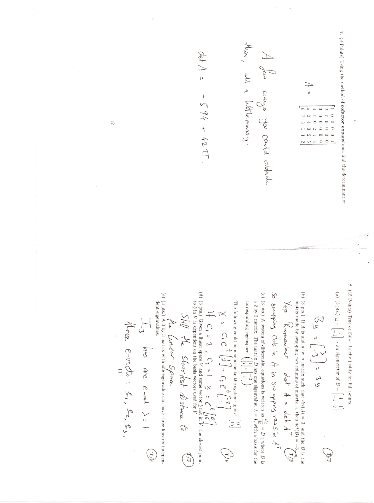Applied Linear Algebra Questions With Answers Math 214 Docsity