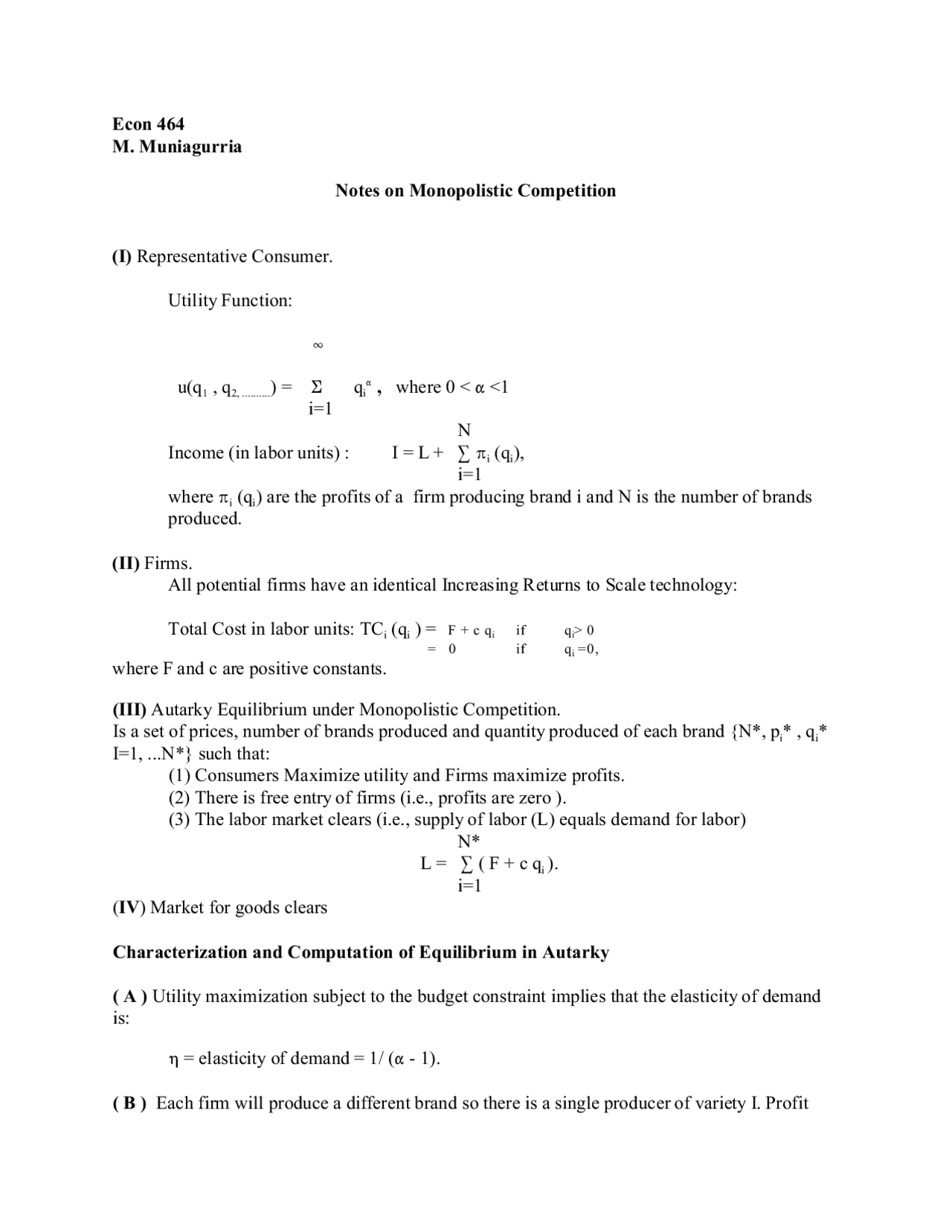 Notes on Monopolistic Competition - International Trade and Finance ...
