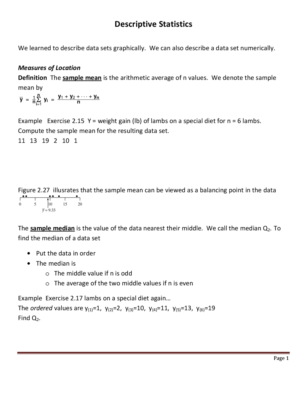 Descriptive Statistics: Measures of Location and Dispersion - Prof. L ...