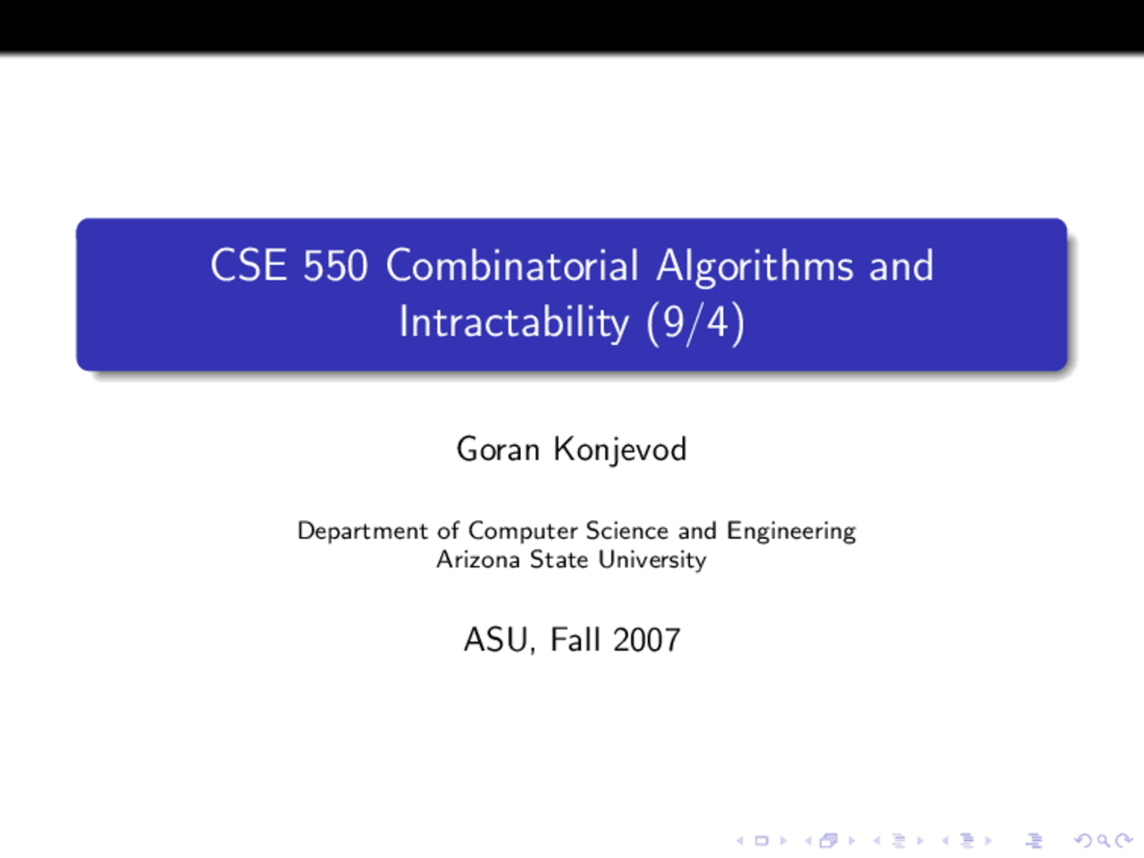 Combinatorial Algorithms And Intractability Cse 550 Docsity