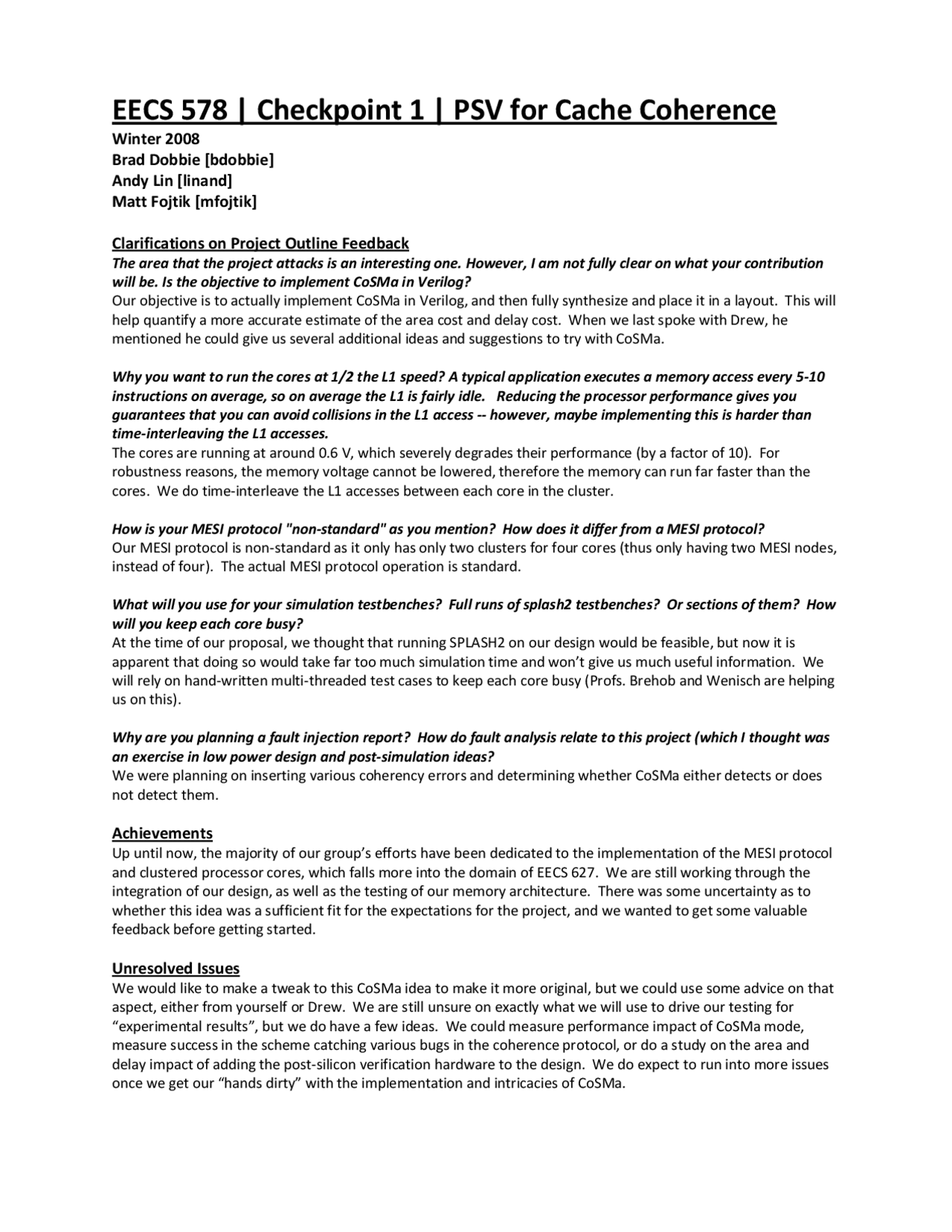 PSV for Cache Coherence - CAD Verification of Digital Systems | EECS 578 | Study Guides ...