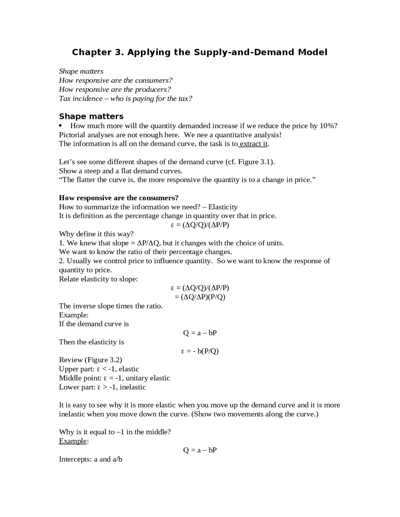 Review Sheet On Applying The Supply And Demand Model 1 Econ 301 Docsity