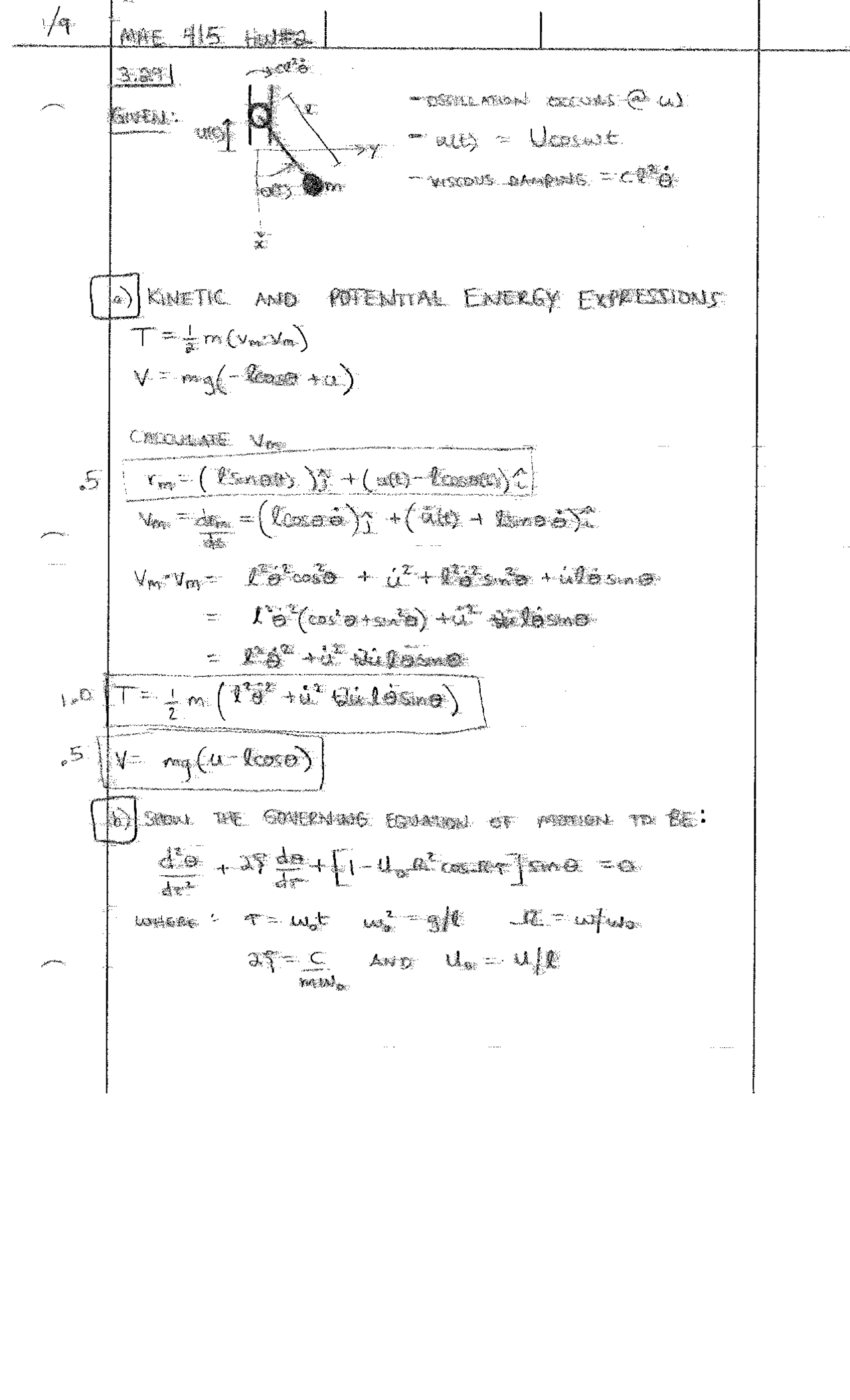 Vibration Analysis - Solution Key for Homework 2 | MAE 415 | Assignments Mechanical Engineering ...