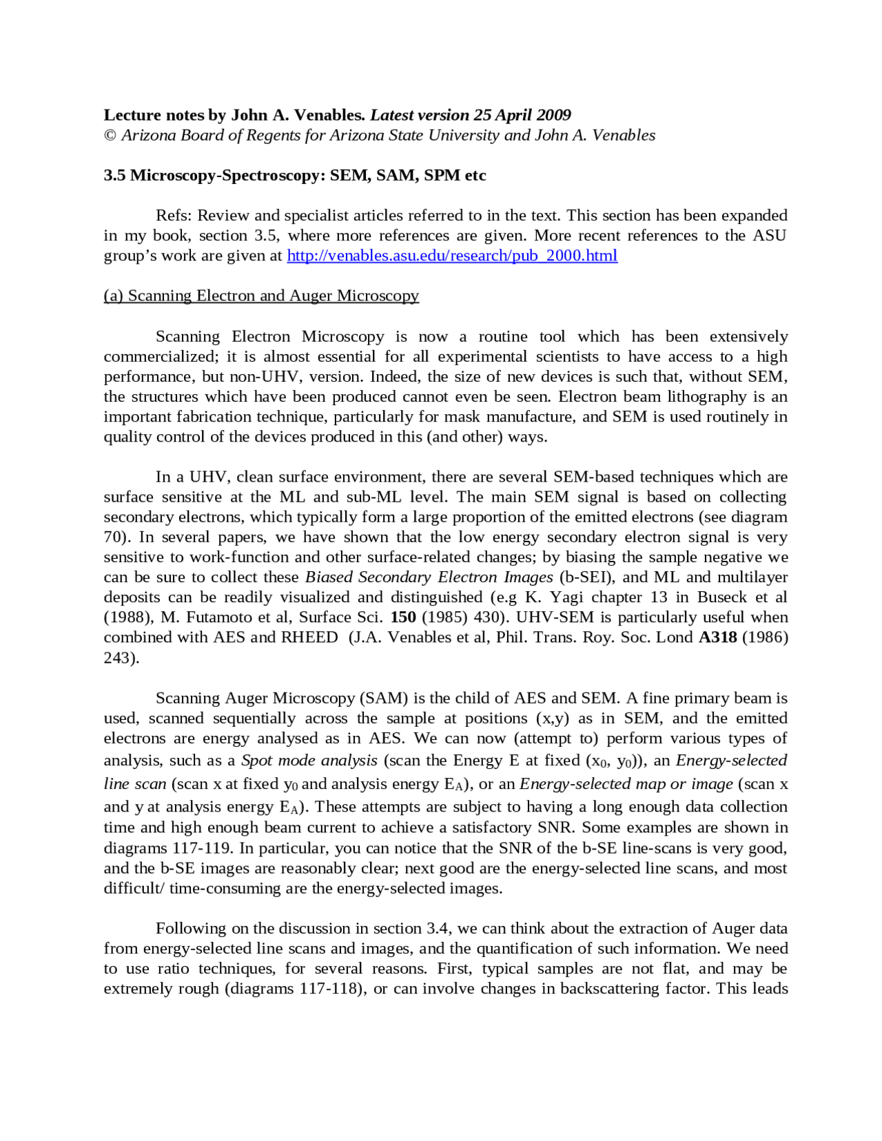 Microscopy-Spectroscopy: SEM, SAM, SPM - Lecture Notes | THE 100 - Docsity