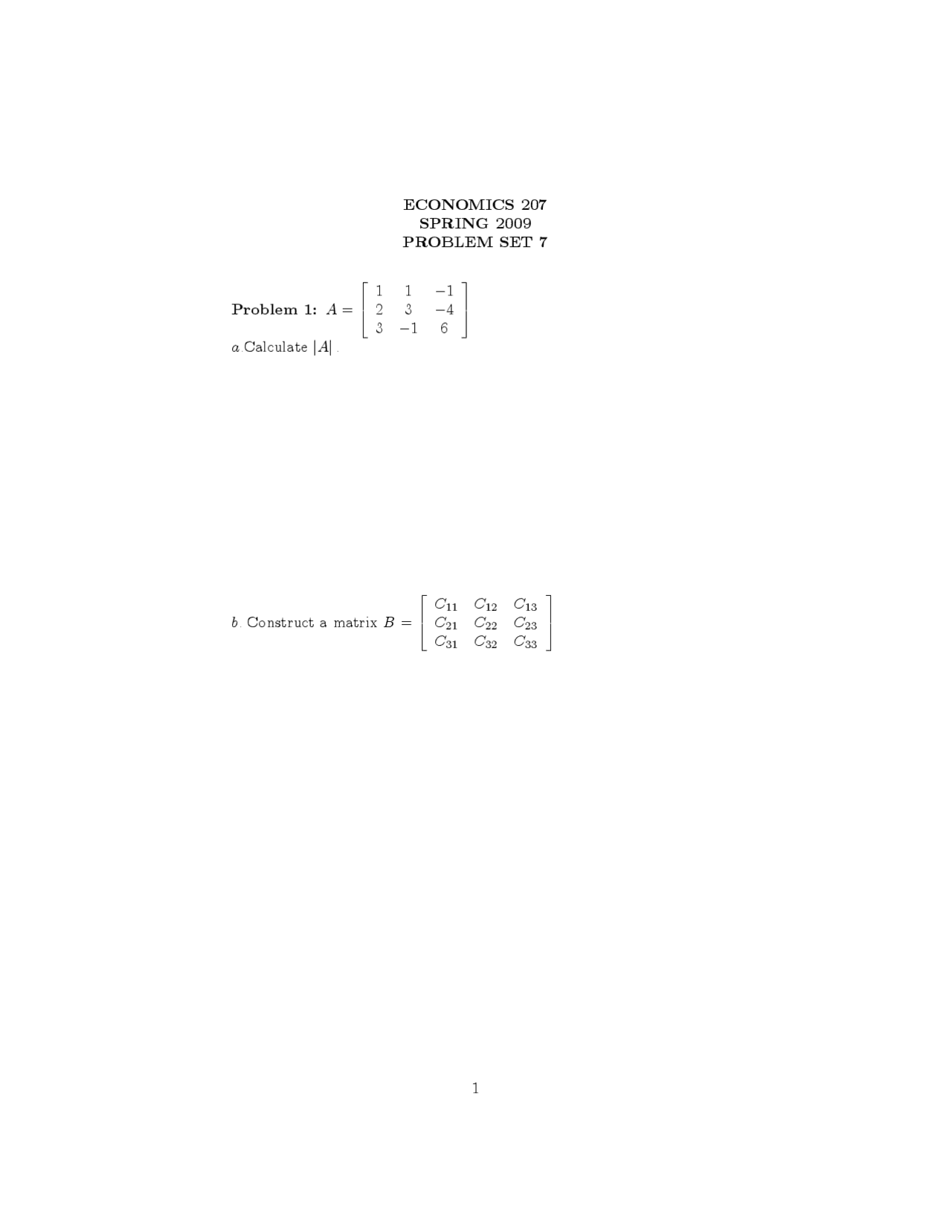 Problem Set 7 Application Of Economic Optimization Econ 207 Docsity